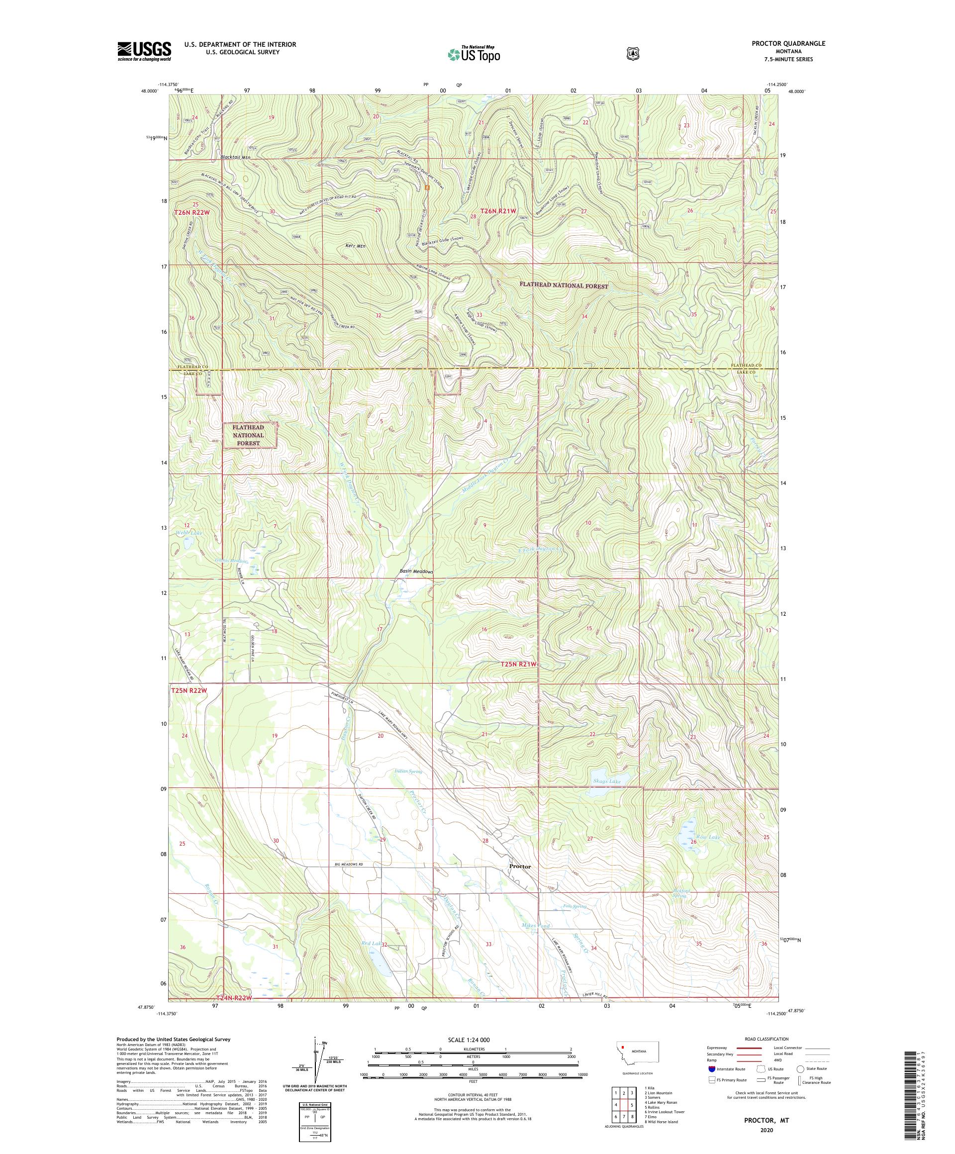 Proctor Montana US Topo Map – MyTopo Map Store