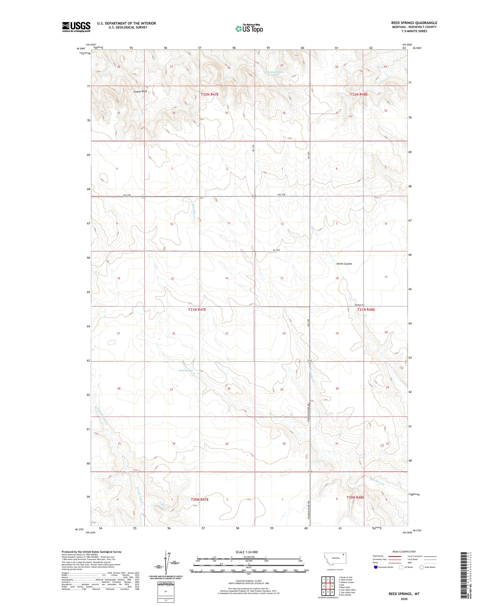 Reed Springs Montana US Topo Map – MyTopo Map Store