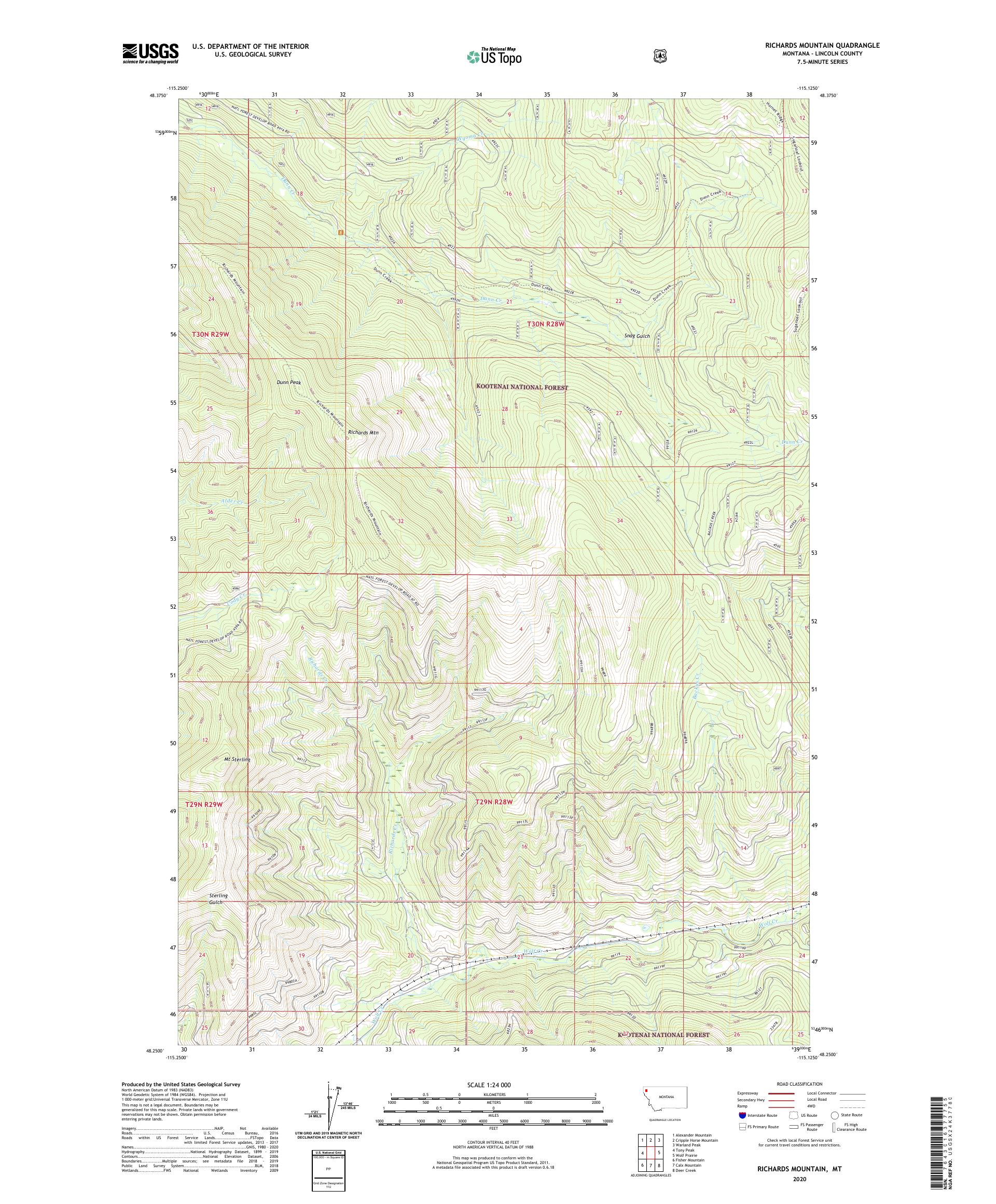 Richards Mountain Montana US Topo Map – MyTopo Map Store