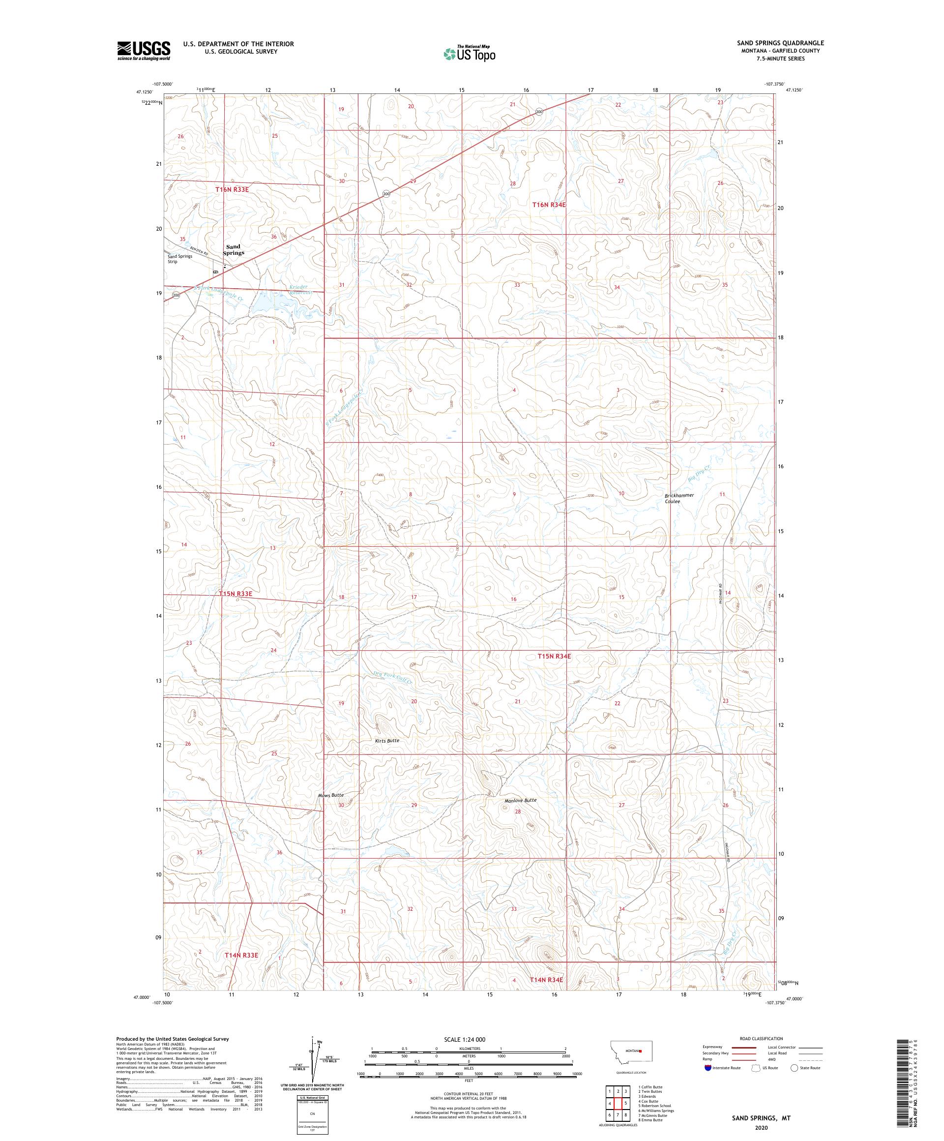 Sand Springs Montana US Topo Map – MyTopo Map Store