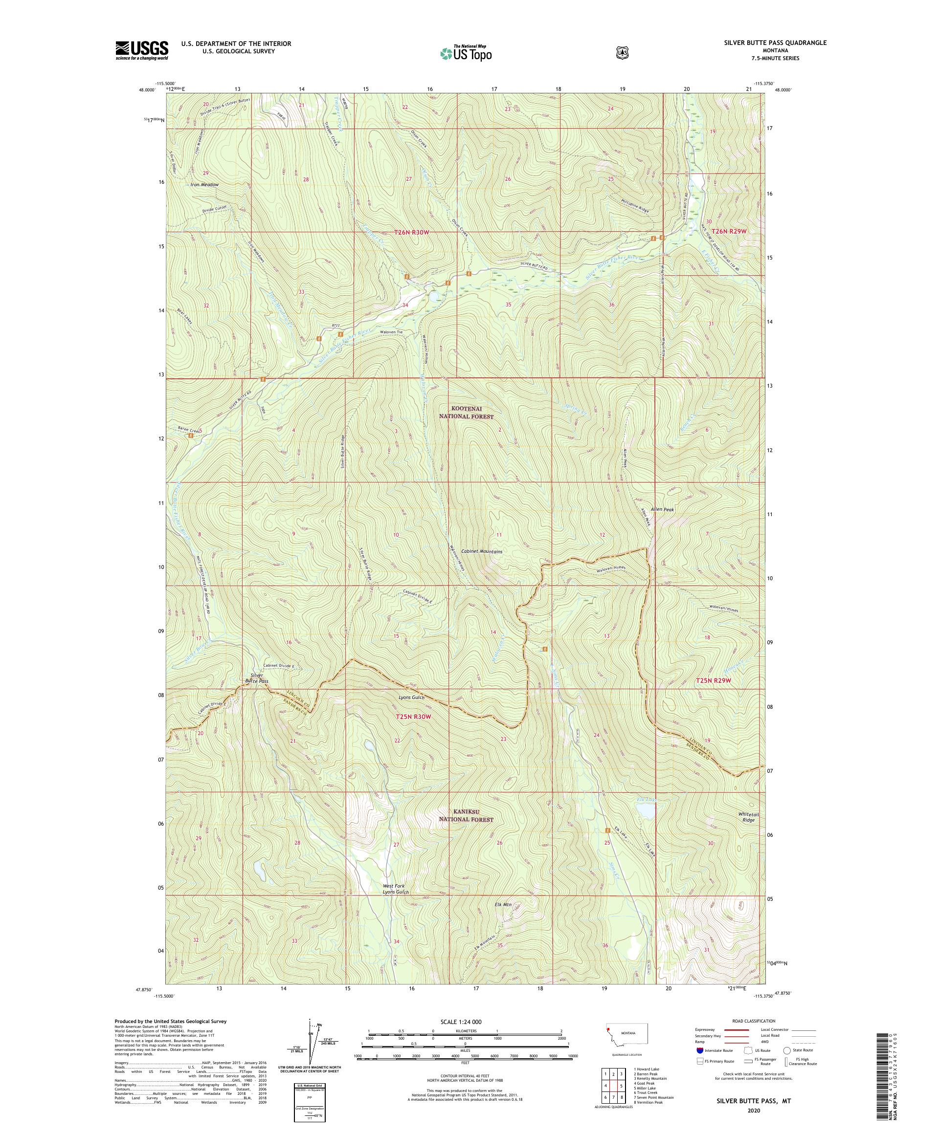 Silver Butte Pass Montana US Topo Map – MyTopo Map Store