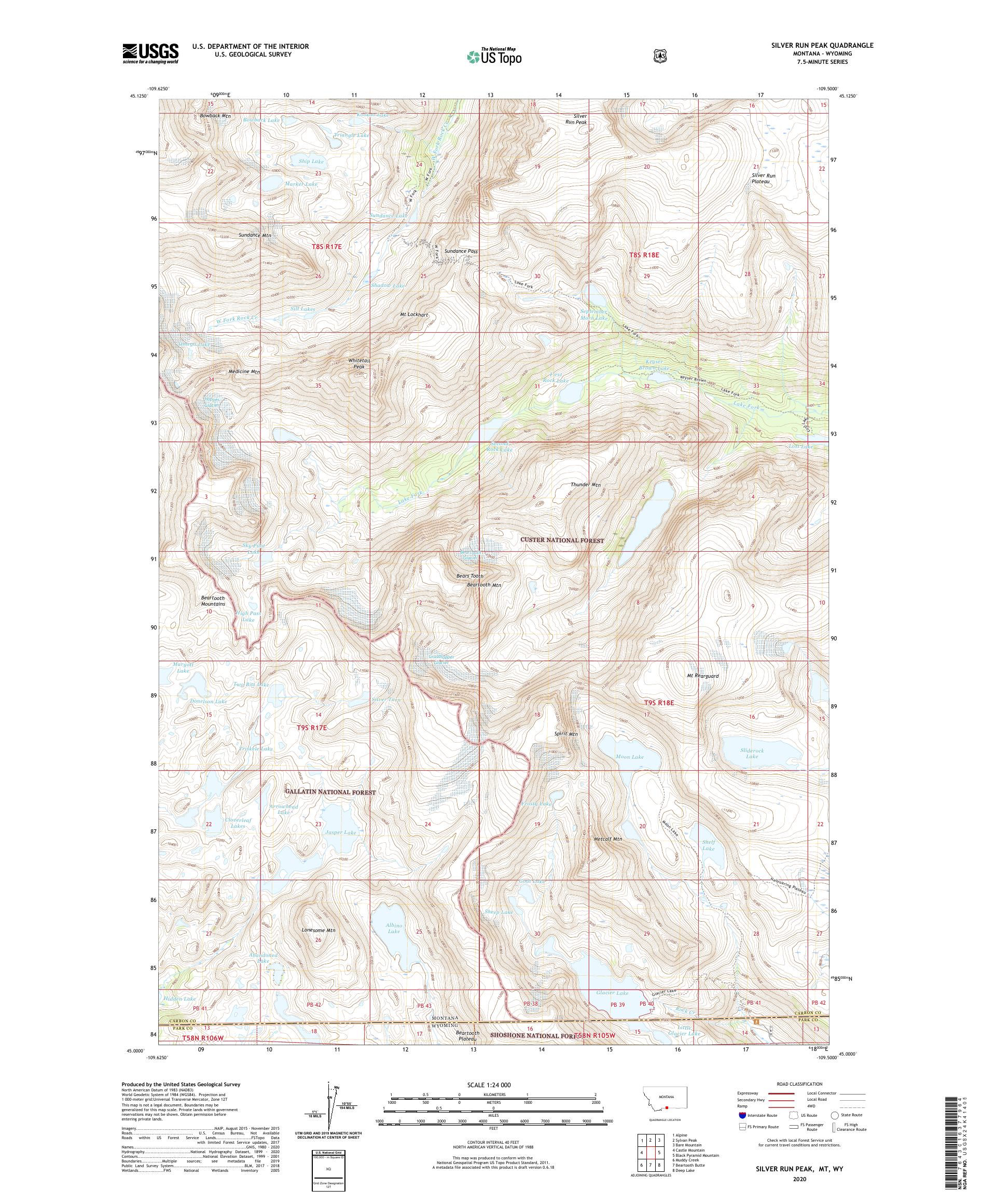 Silver Run Peak Montana US Topo Map – MyTopo Map Store