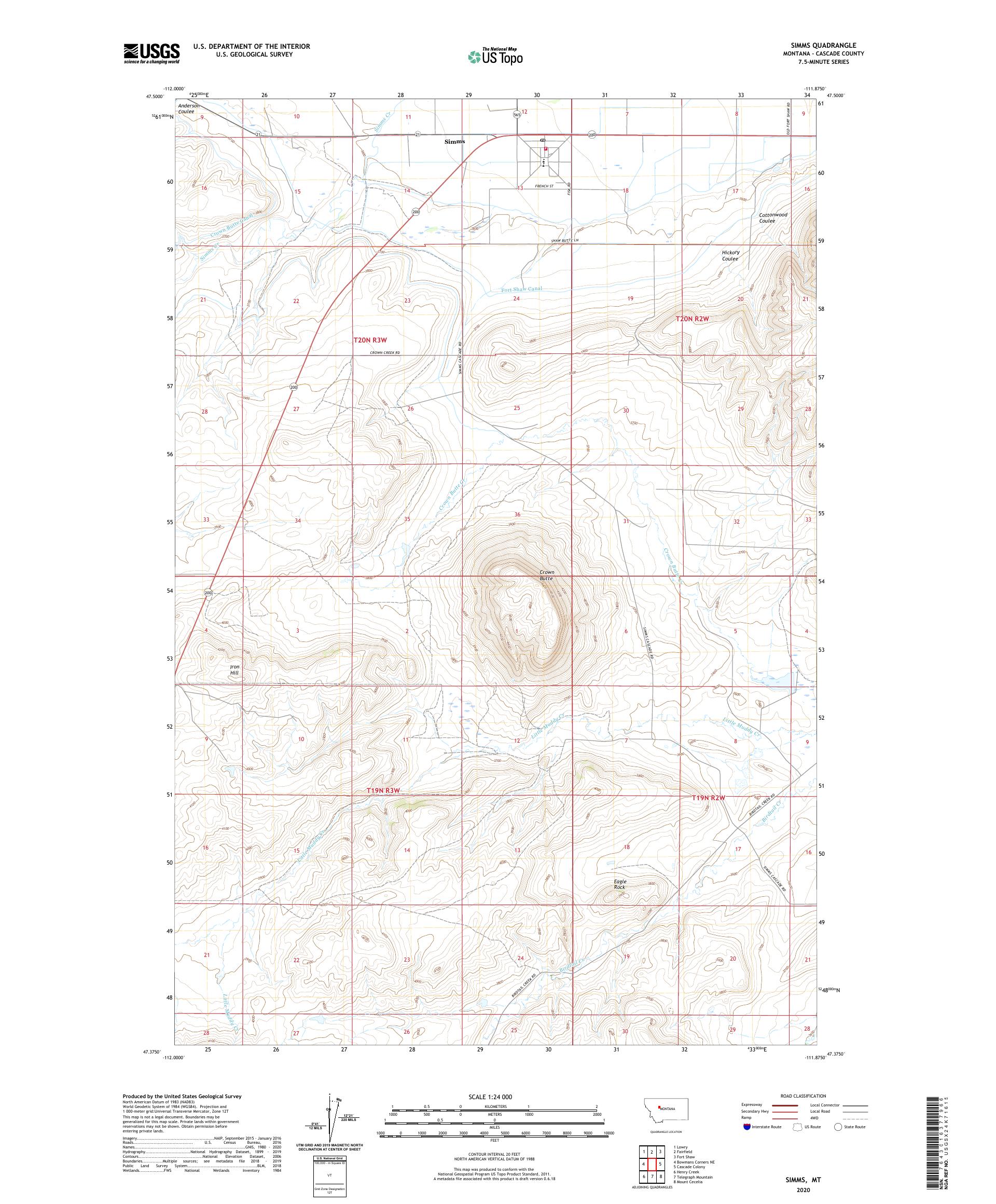 Simms Montana US Topo Map – MyTopo Map Store