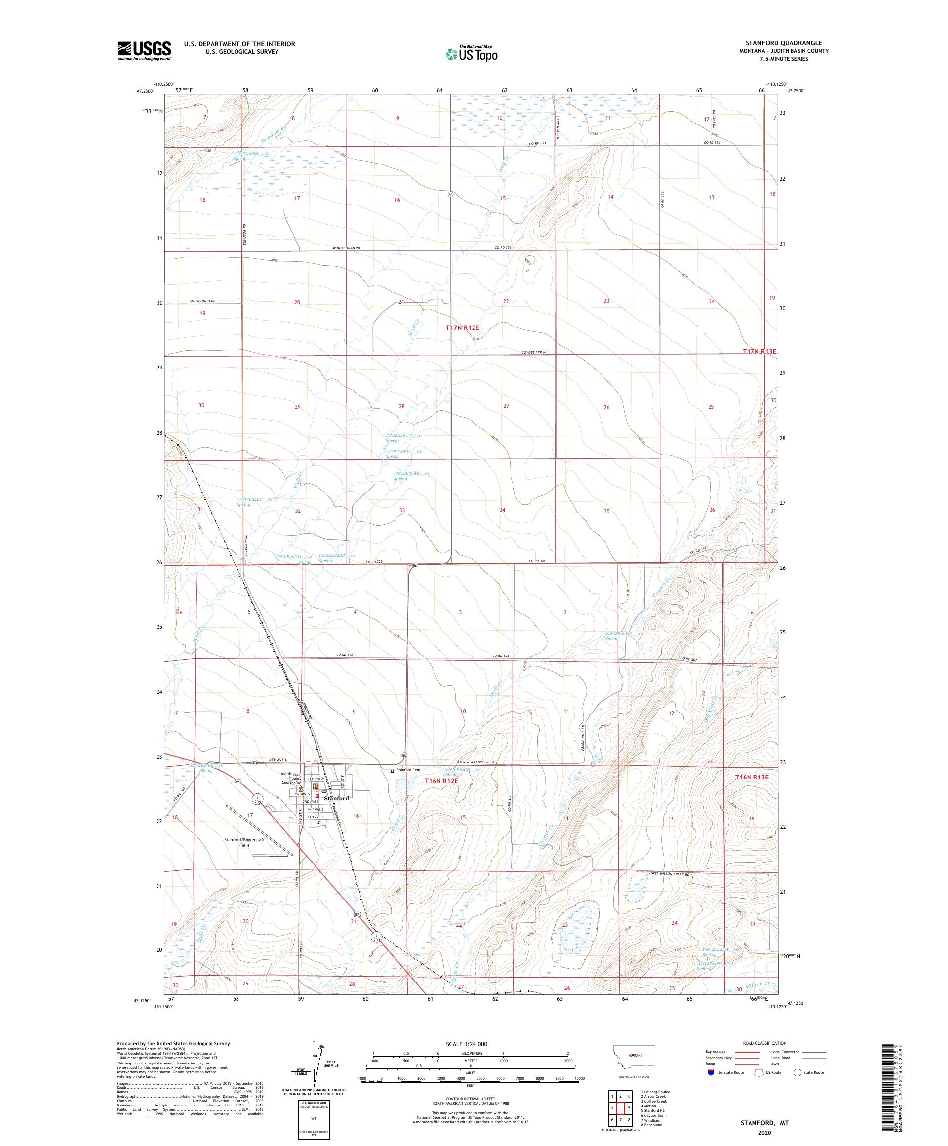 Stanford Montana US Topo Map – MyTopo Map Store