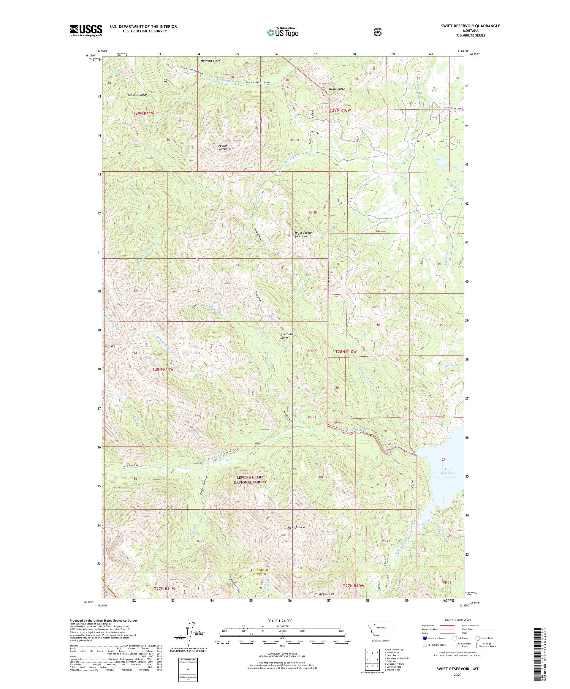 Swift Reservoir Montana US Topo Map – MyTopo Map Store