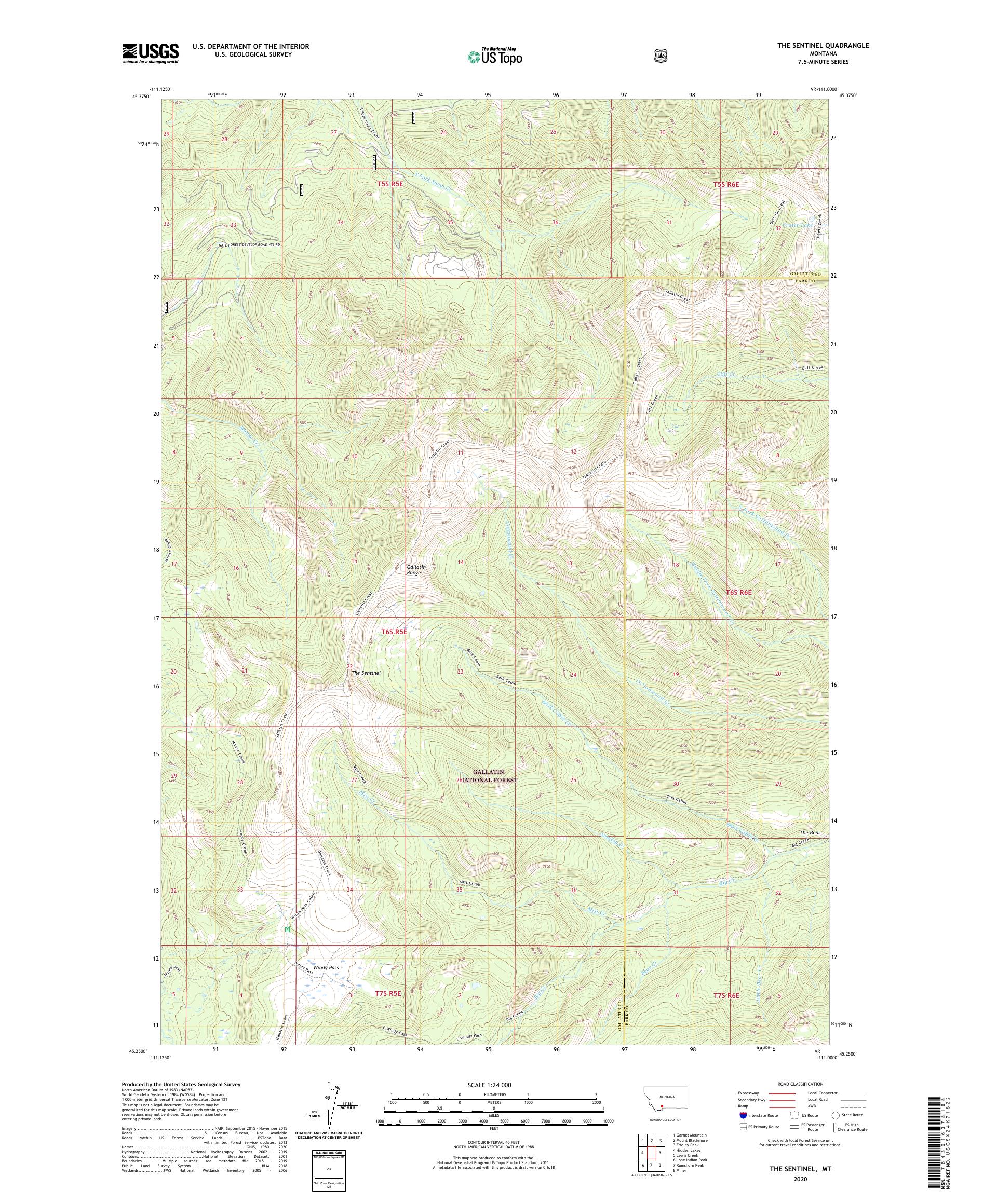 The Sentinel Montana US Topo Map – MyTopo Map Store
