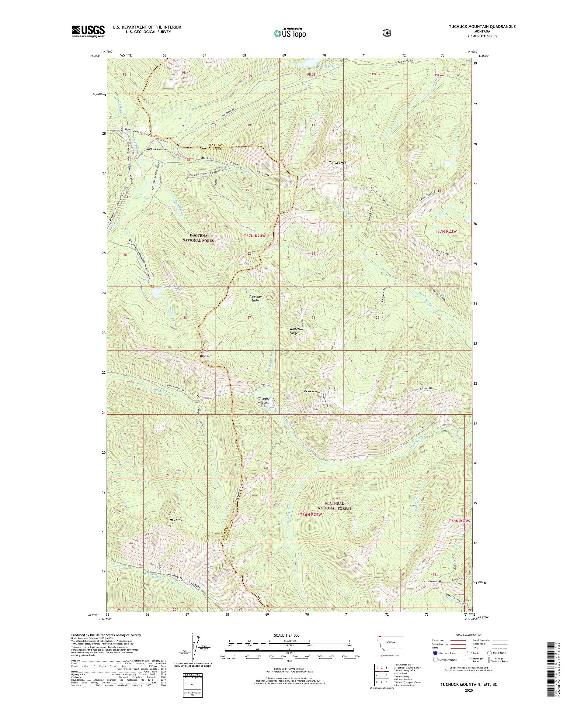 Tuchuck Mountain Montana US Topo Map – MyTopo Map Store