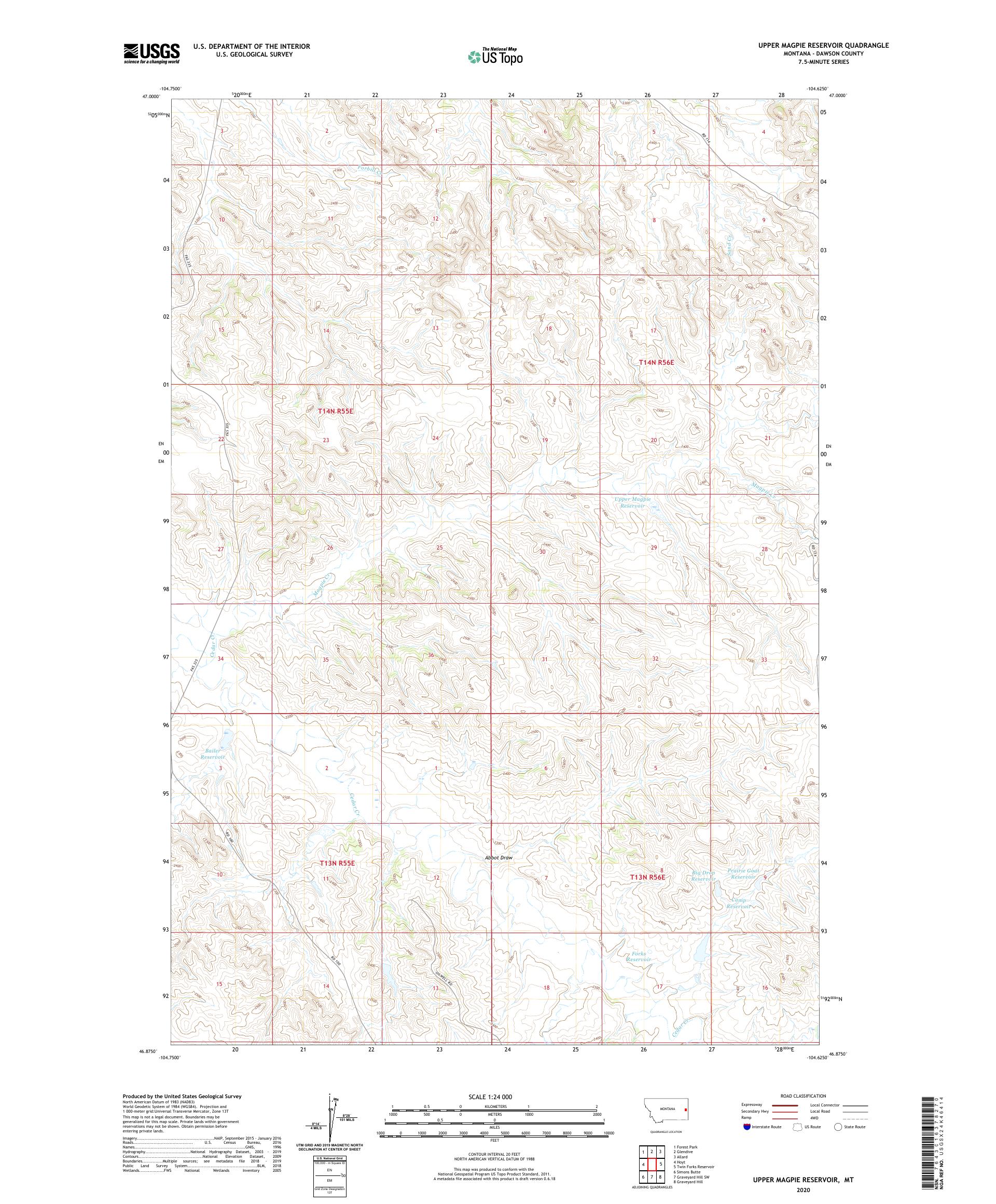 Upper Magpie Reservoir Montana US Topo Map – MyTopo Map Store