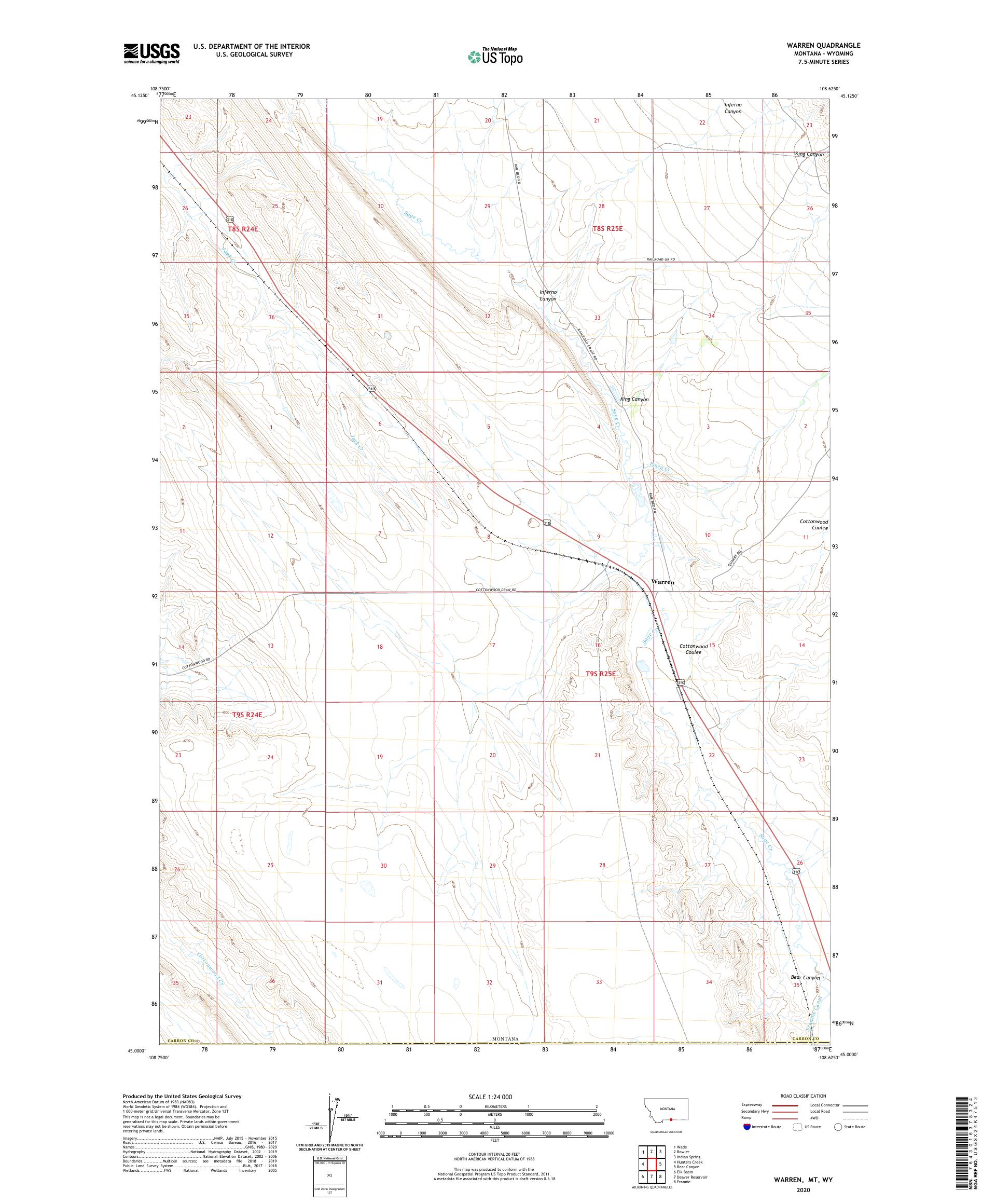 Warren Montana US Topo Map – MyTopo Map Store