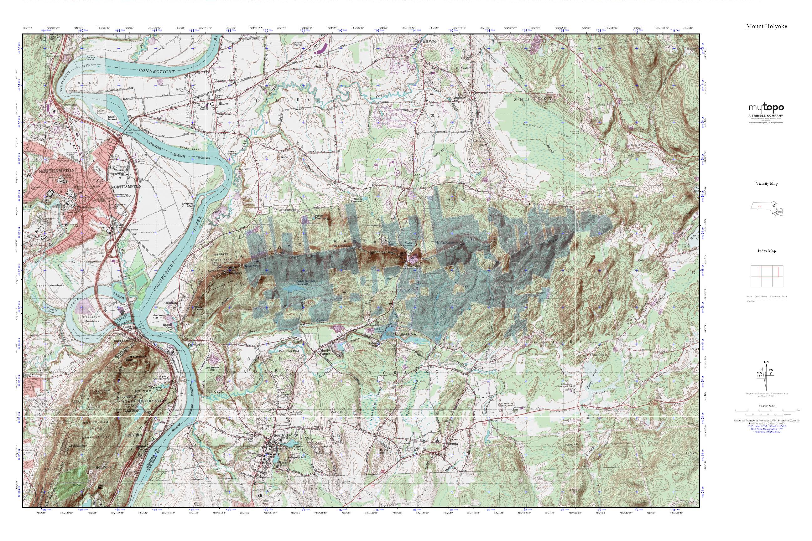 Mount Holyoke MyTopo Explorer Series Map – MyTopo Map Store