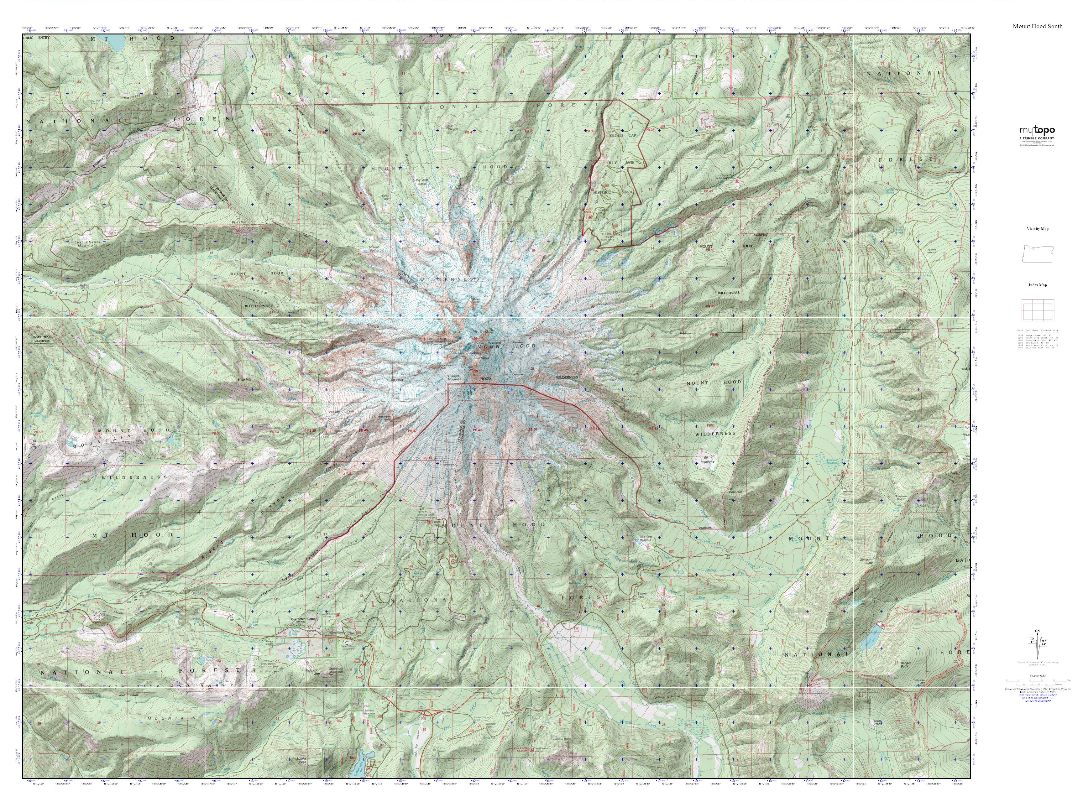 Mount Hood South MyTopo Explorer Series Map – MyTopo Map Store