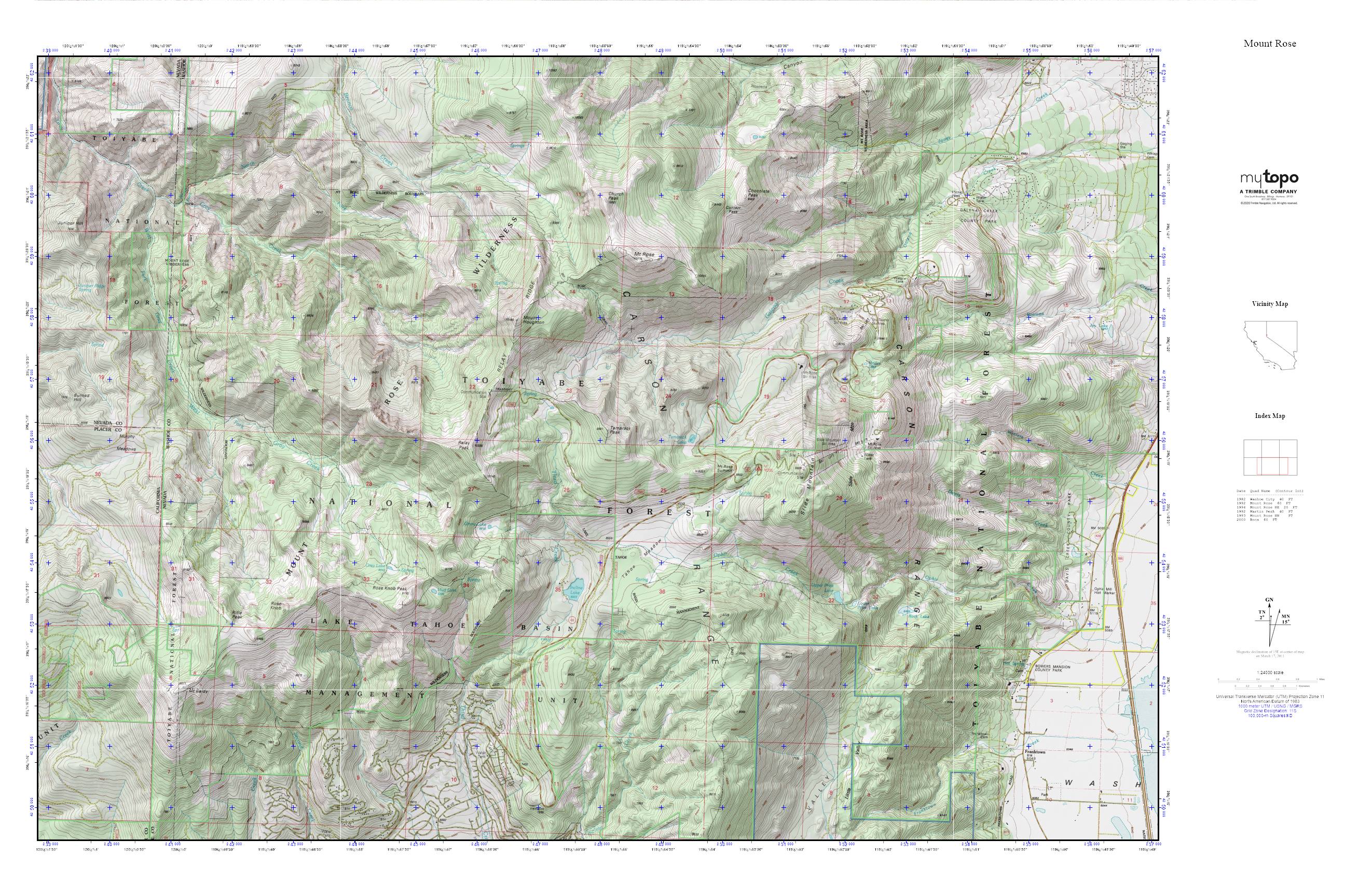 Mount Rose MyTopo Explorer Series Map – MyTopo Map Store