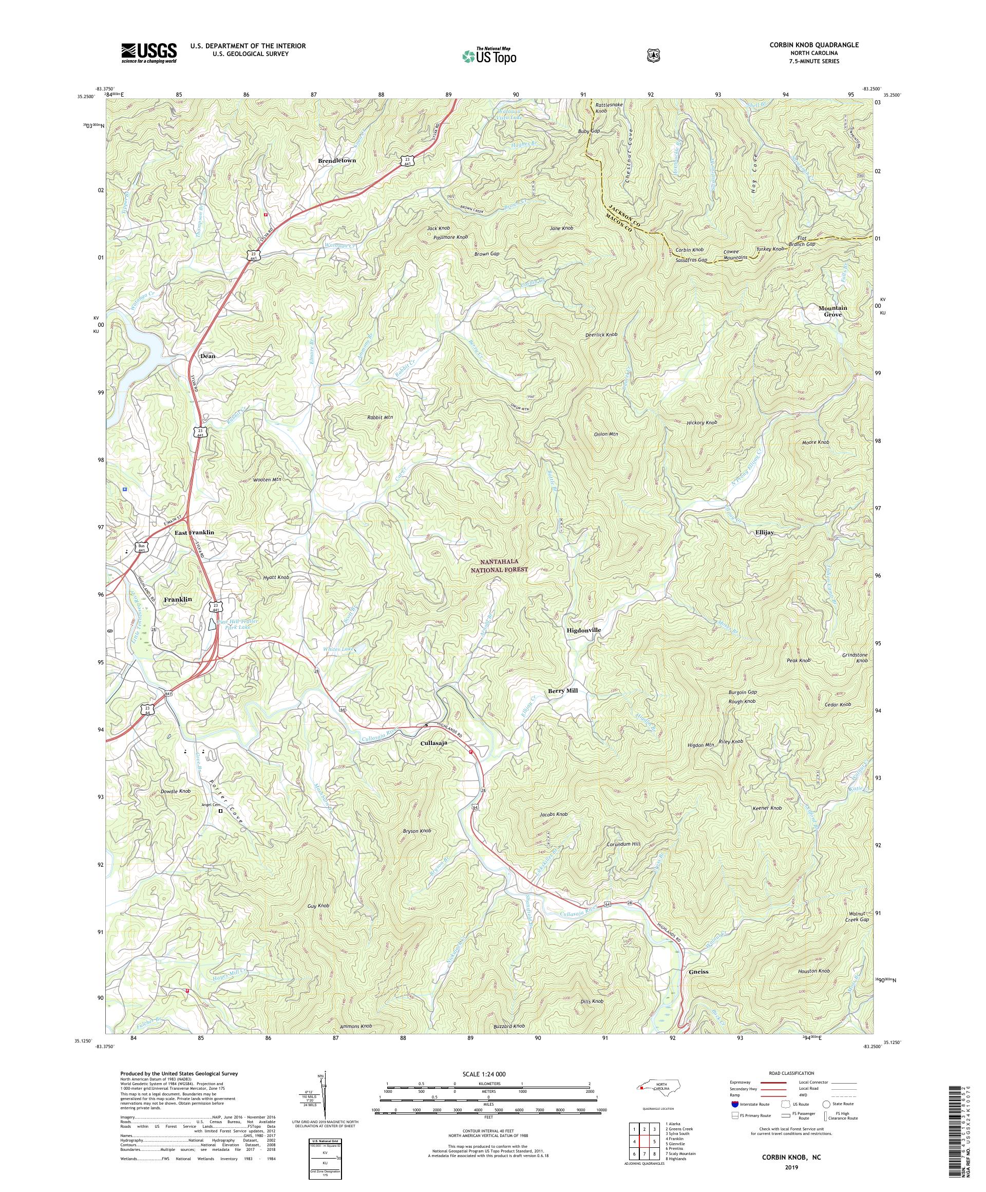 Corbin Knob North Carolina US Topo Map – MyTopo Map Store