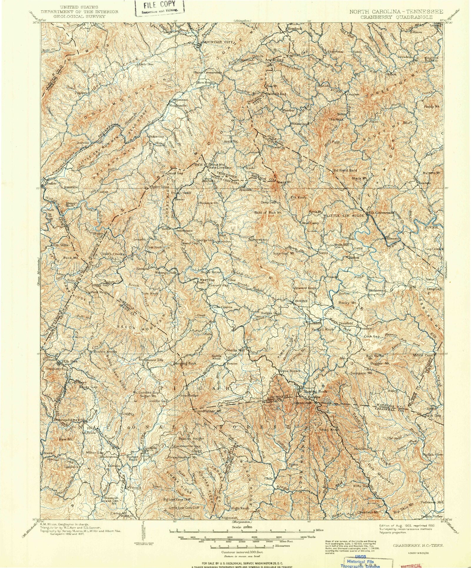 Historic 1902 Cranberry North Carolina 30'x30' Topo Map – MyTopo Map Store