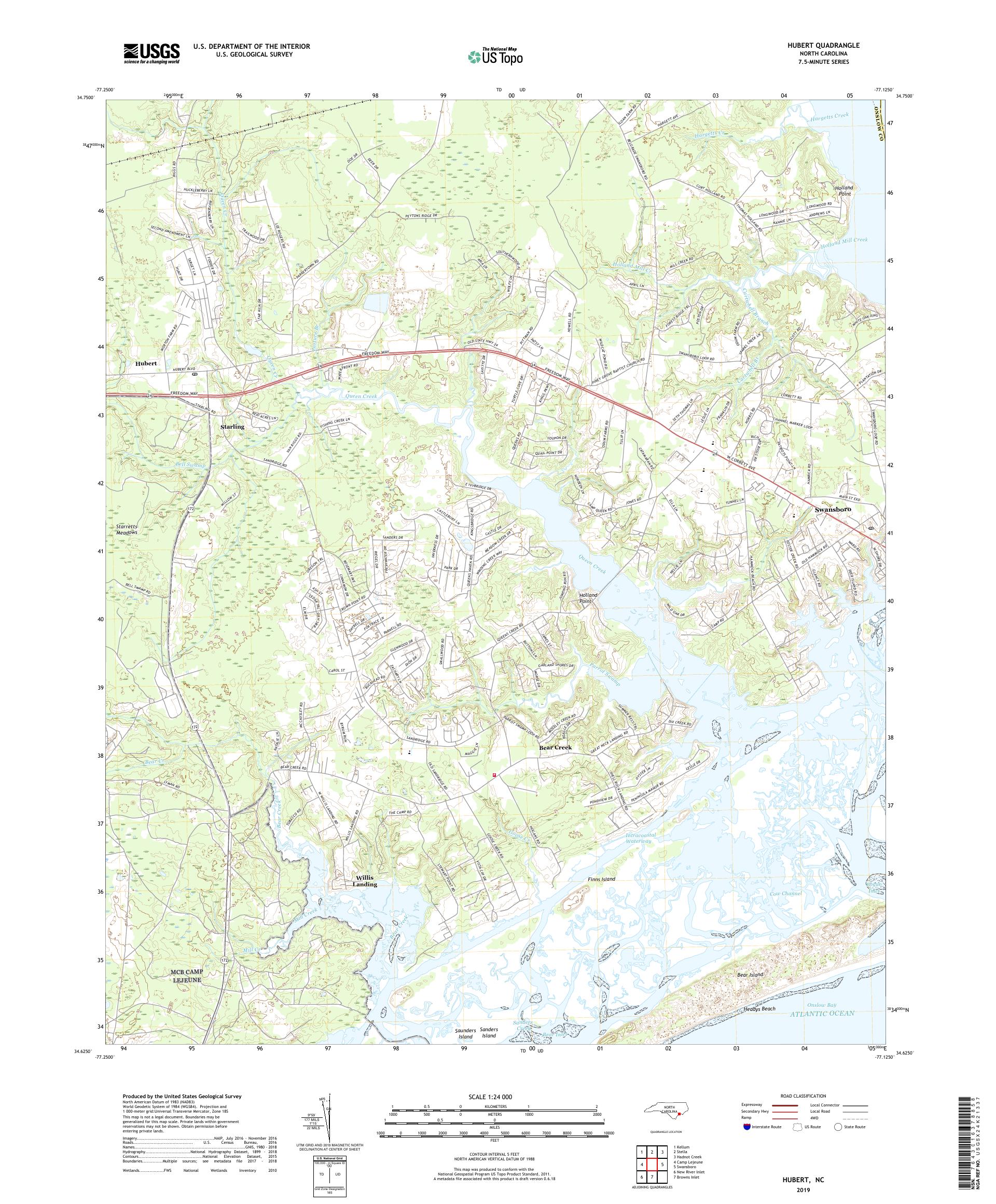Hubert North Carolina US Topo Map – MyTopo Map Store