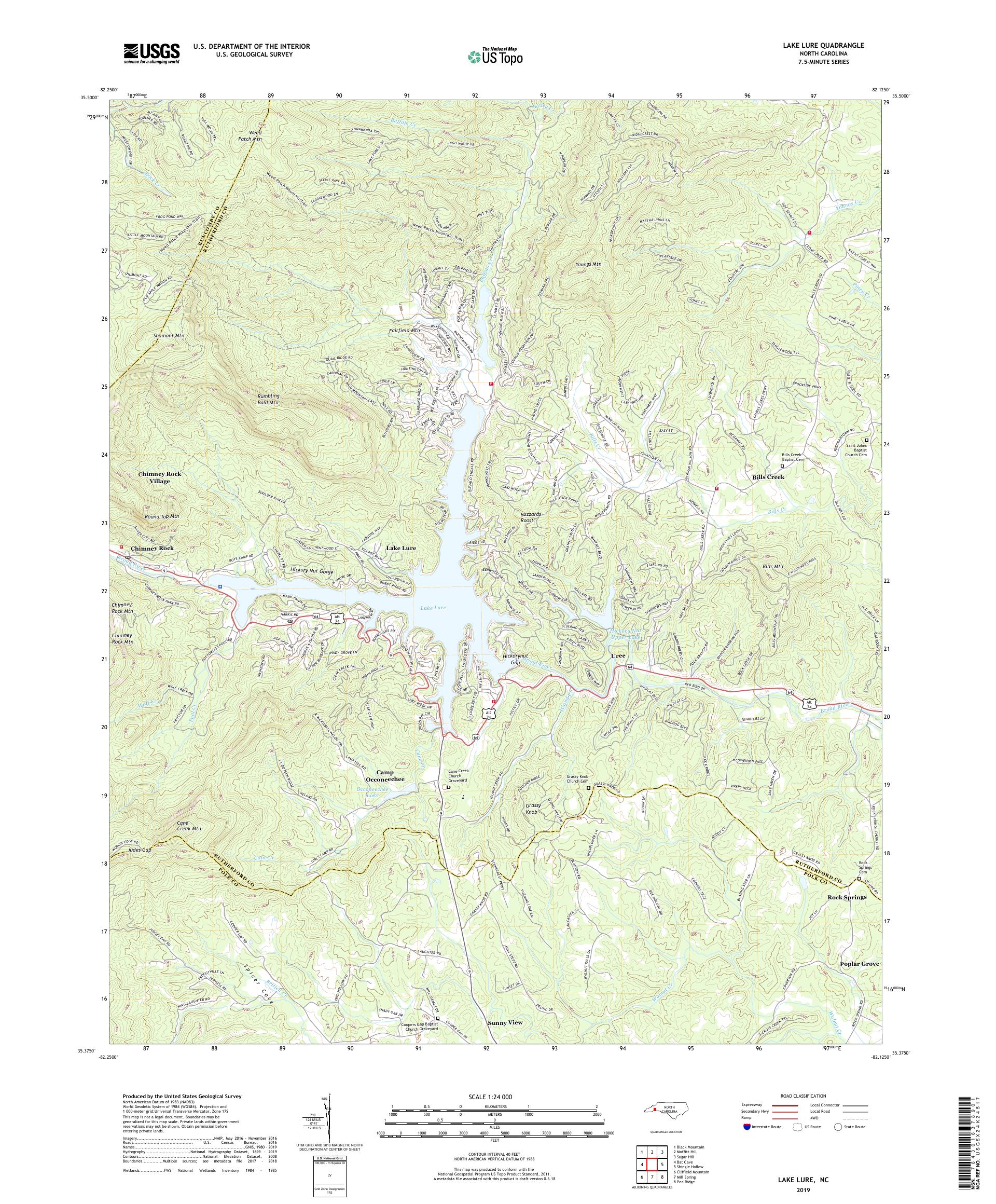 Lake Lure North Carolina US Topo Map – MyTopo Map Store