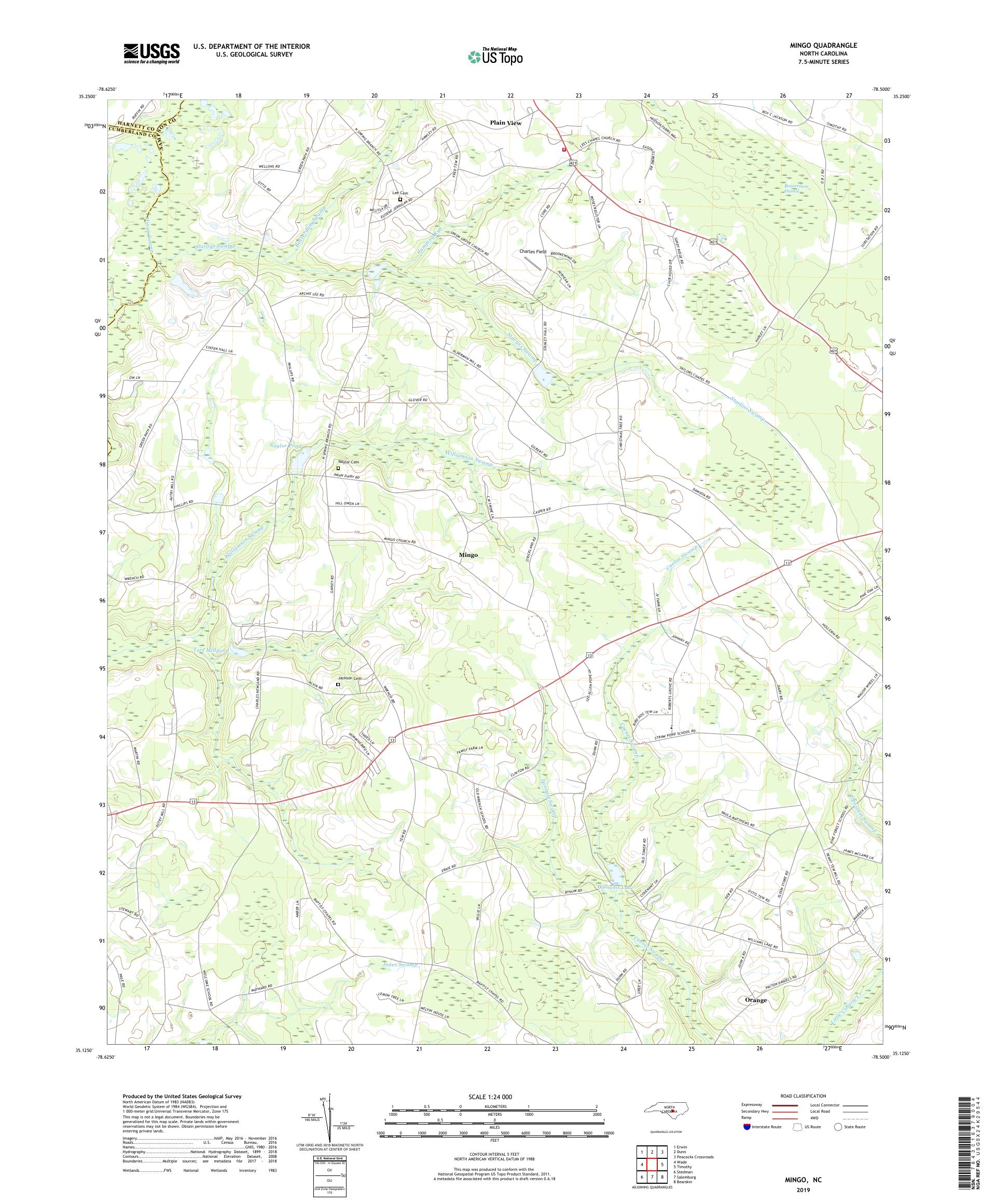 Mingo North Carolina US Topo Map – MyTopo Map Store