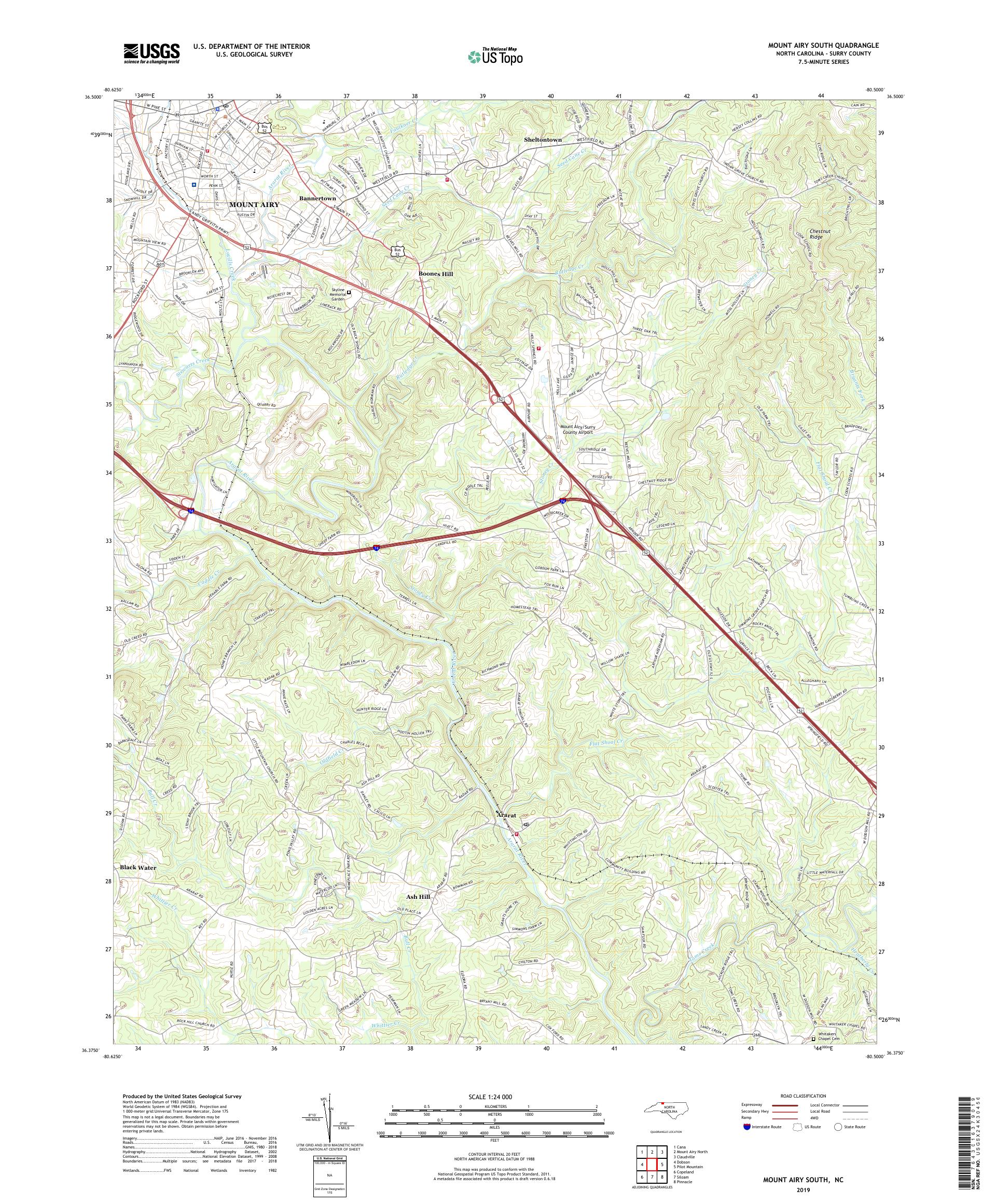 Mount Airy South North Carolina US Topo Map – MyTopo Map Store
