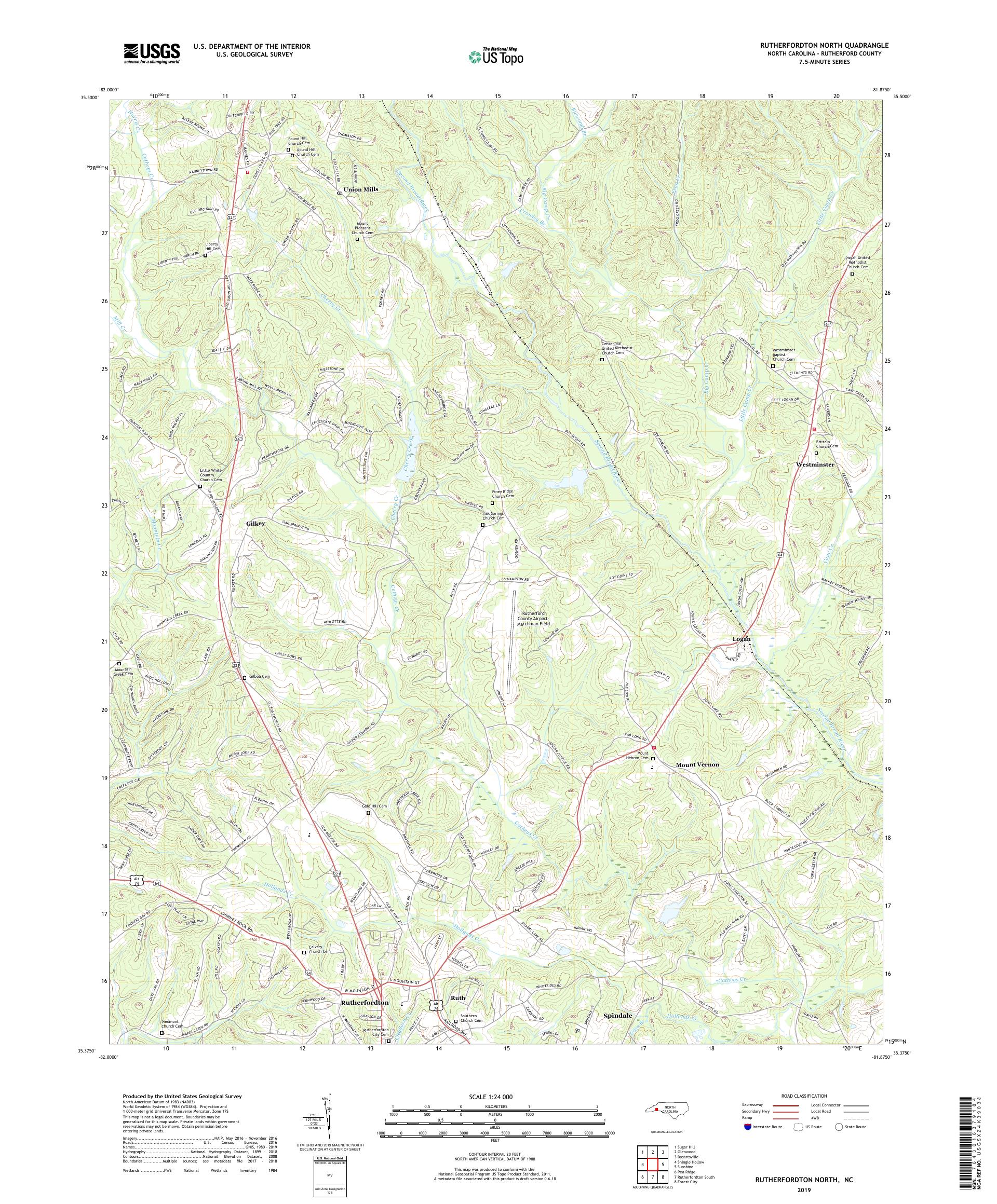 Rutherfordton North North Carolina US Topo Map – MyTopo Map Store