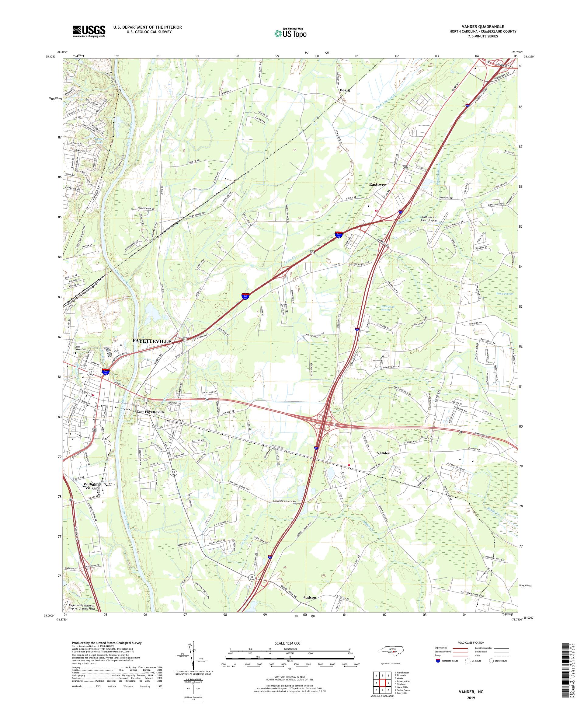 Vander North Carolina US Topo Map – MyTopo Map Store