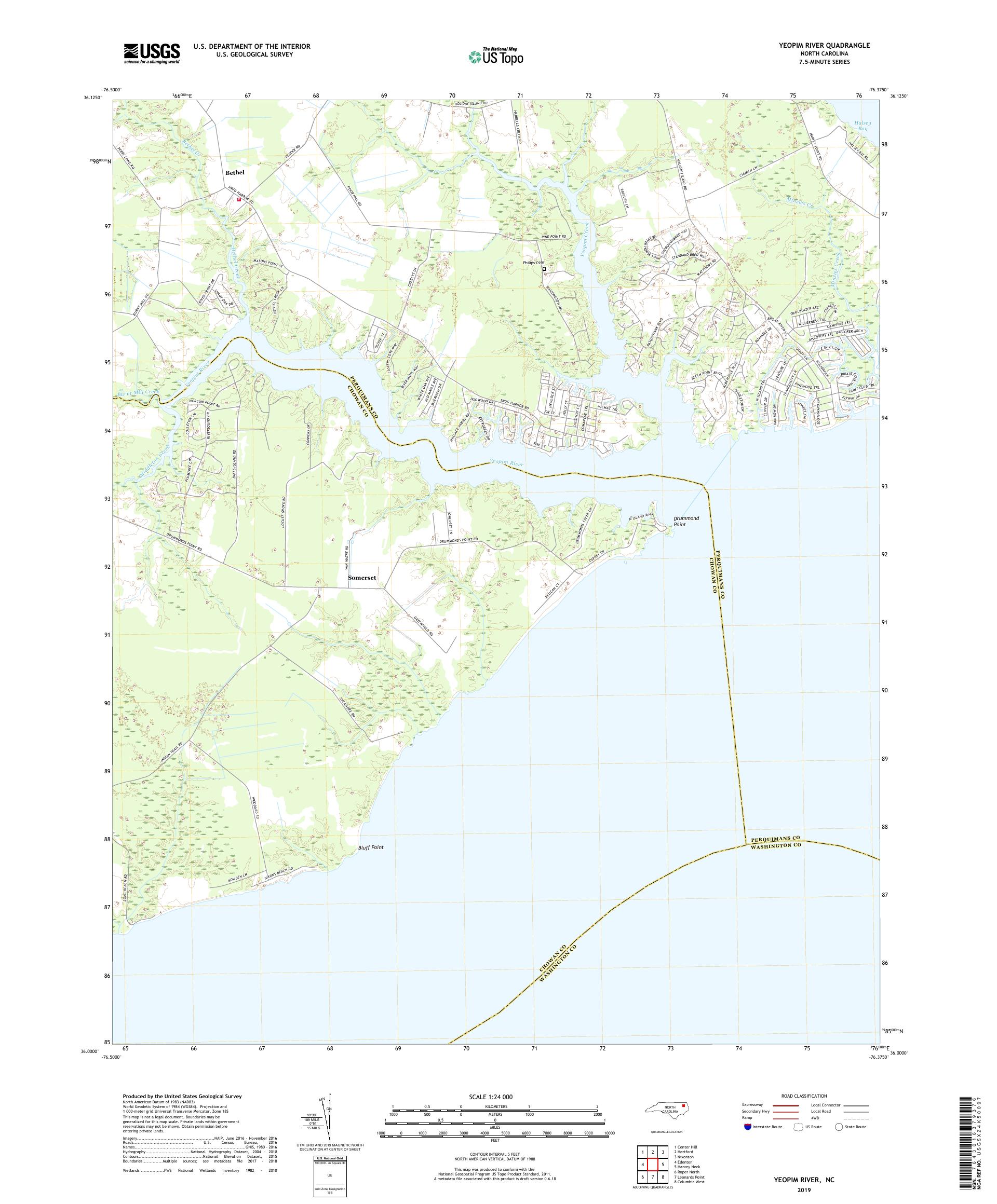 Yeopim River North Carolina US Topo Map – MyTopo Map Store