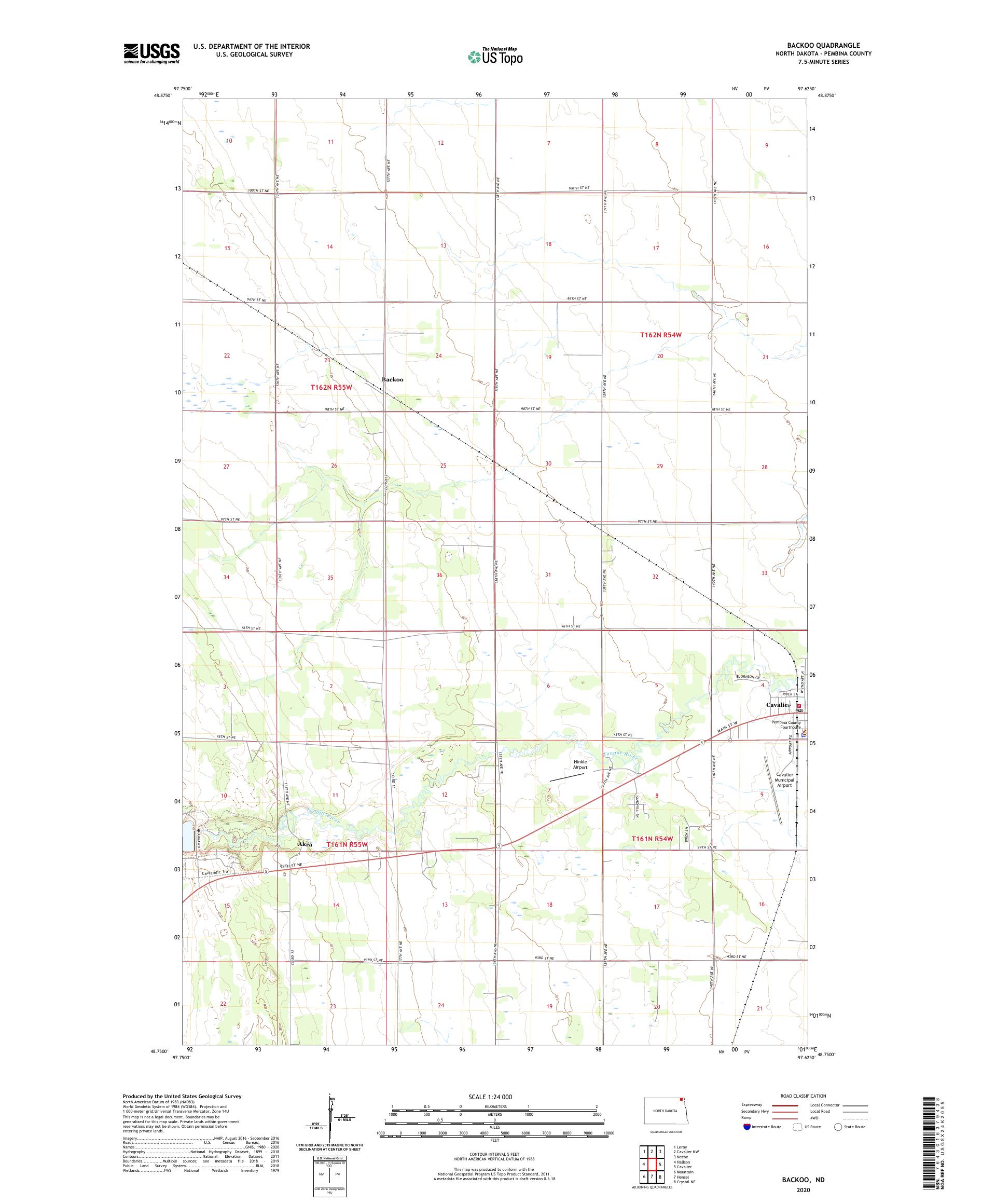Backoo North Dakota US Topo Map – MyTopo Map Store