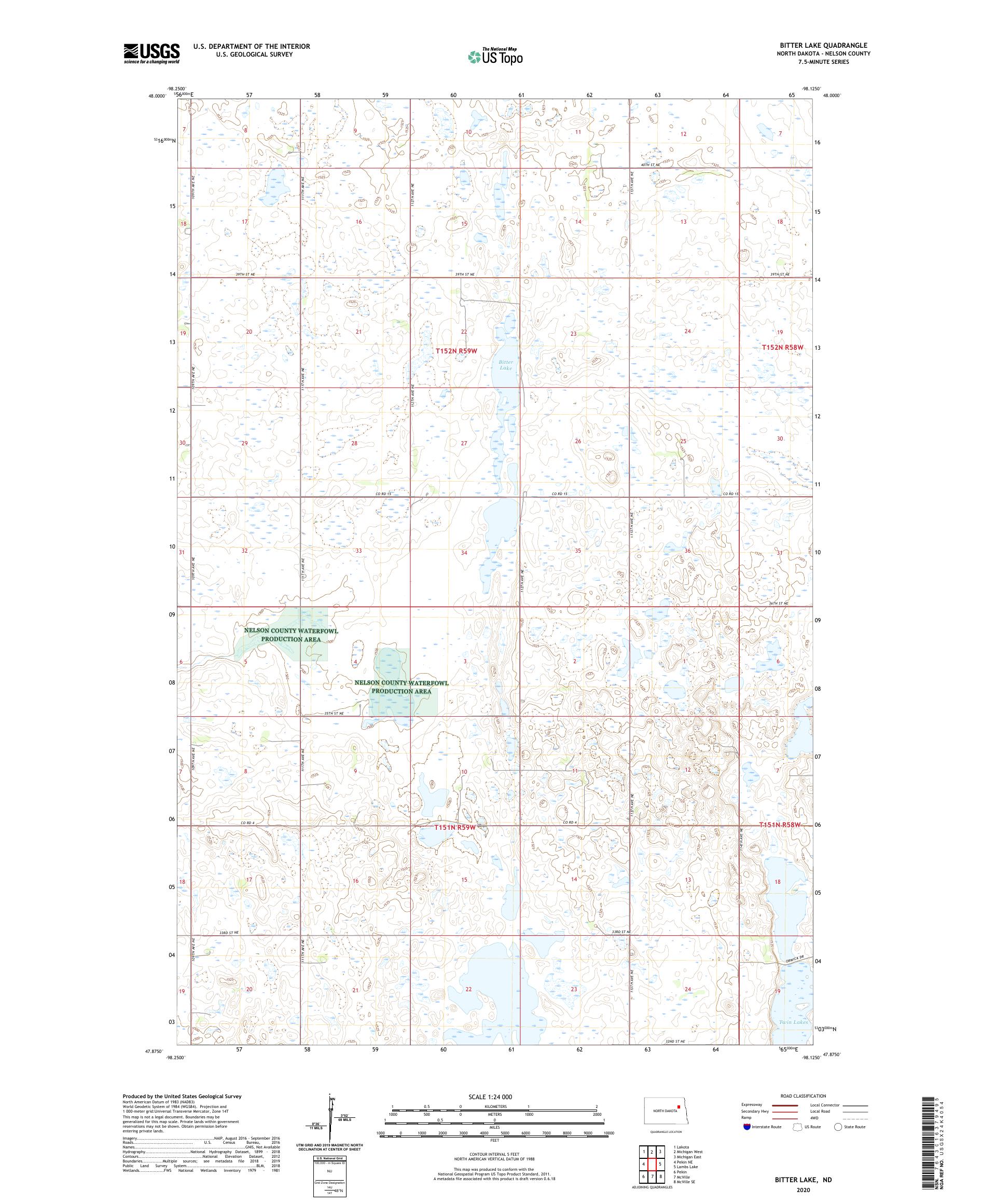 Bitter Lake North Dakota US Topo Map – MyTopo Map Store