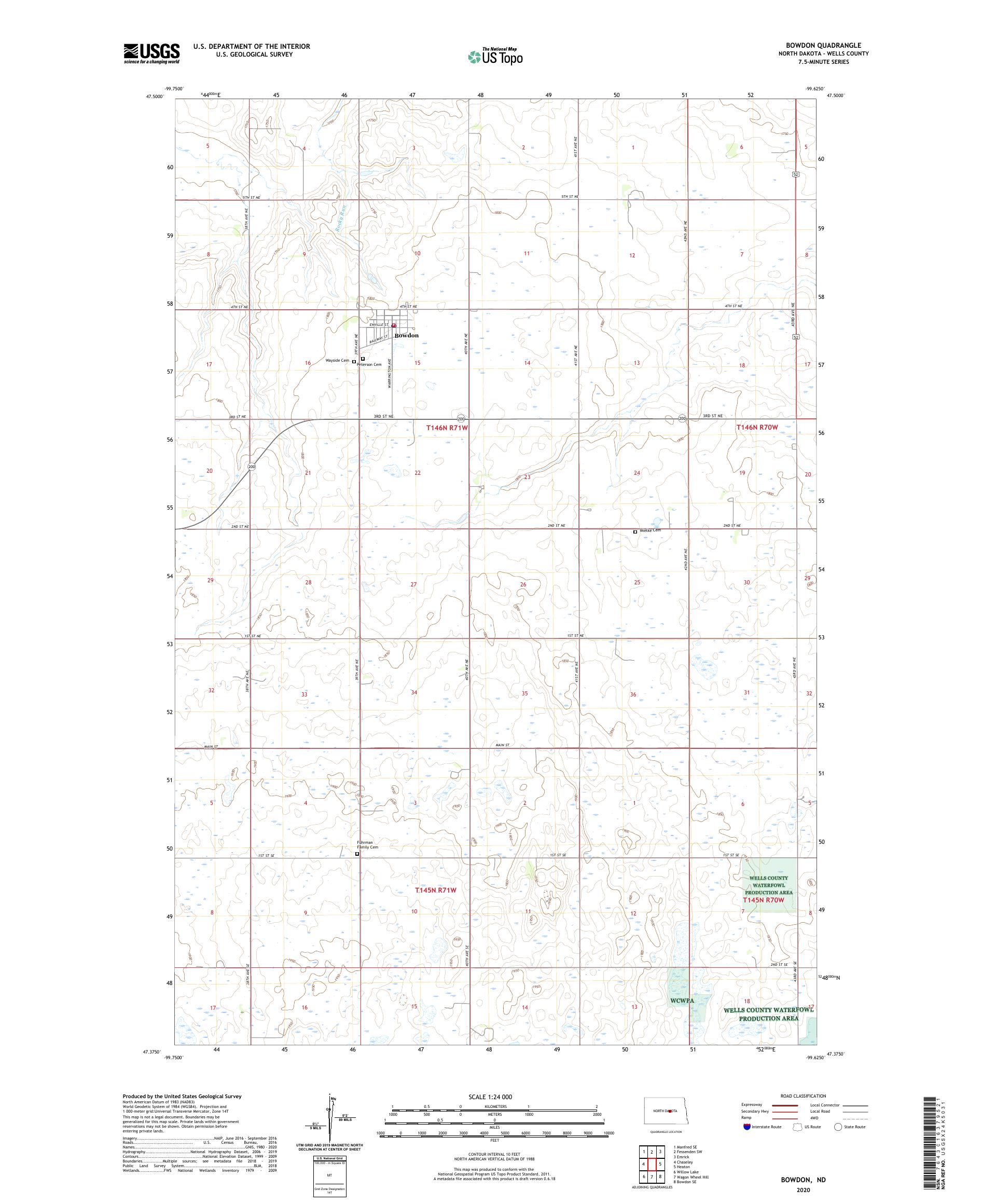 Bowdon North Dakota US Topo Map – MyTopo Map Store