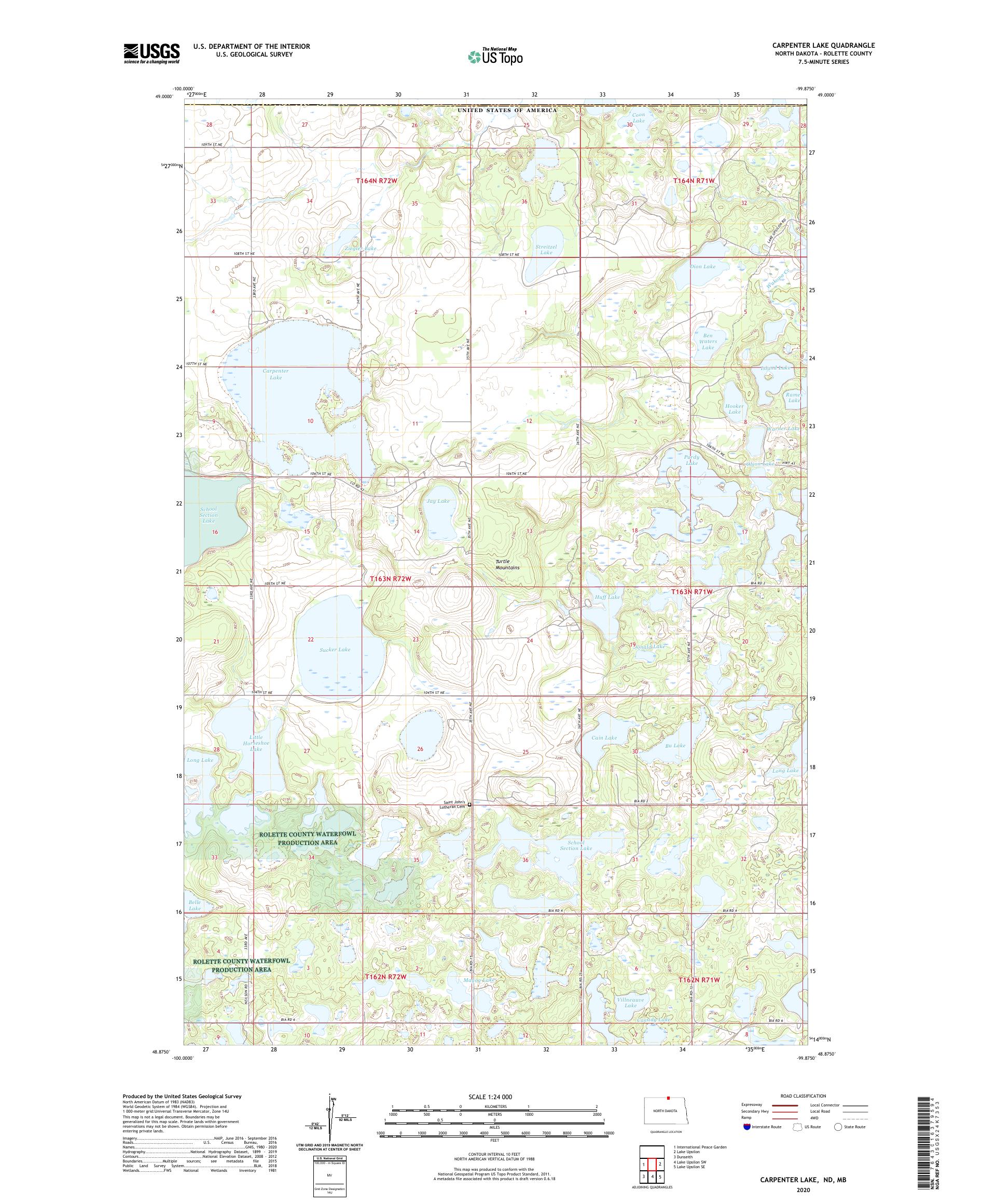 Carpenter Lake North Dakota US Topo Map – MyTopo Map Store