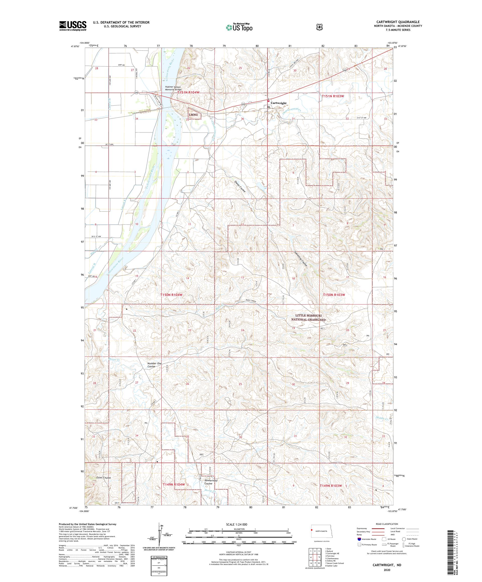 Cartwright North Dakota US Topo Map – MyTopo Map Store
