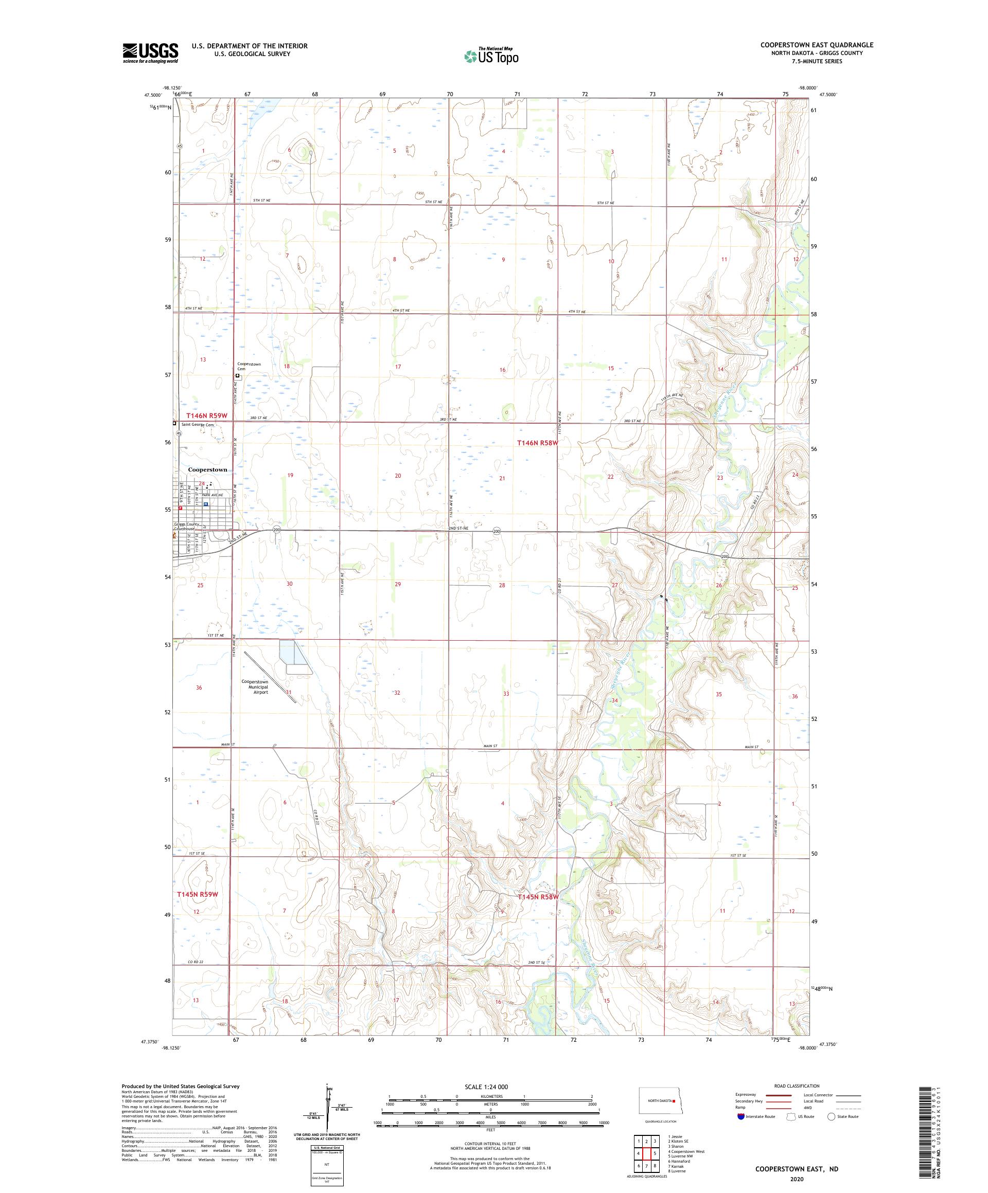 Cooperstown East North Dakota US Topo Map – MyTopo Map Store