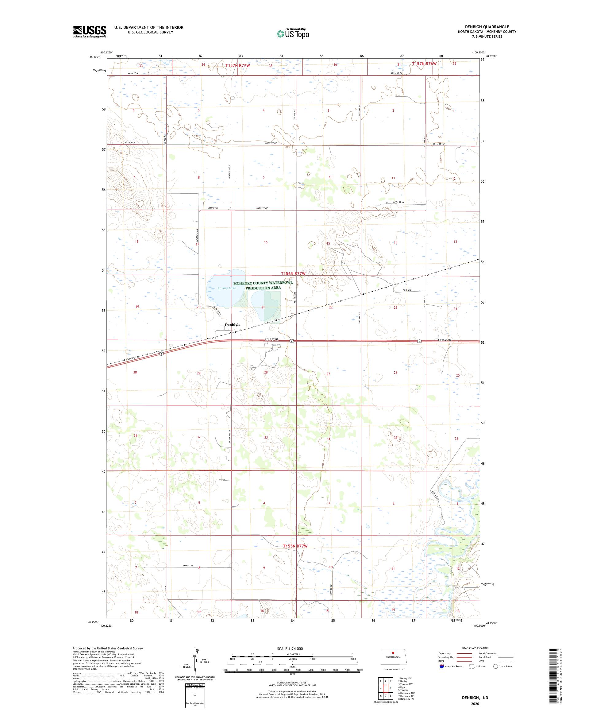 Denbigh North Dakota US Topo Map – MyTopo Map Store