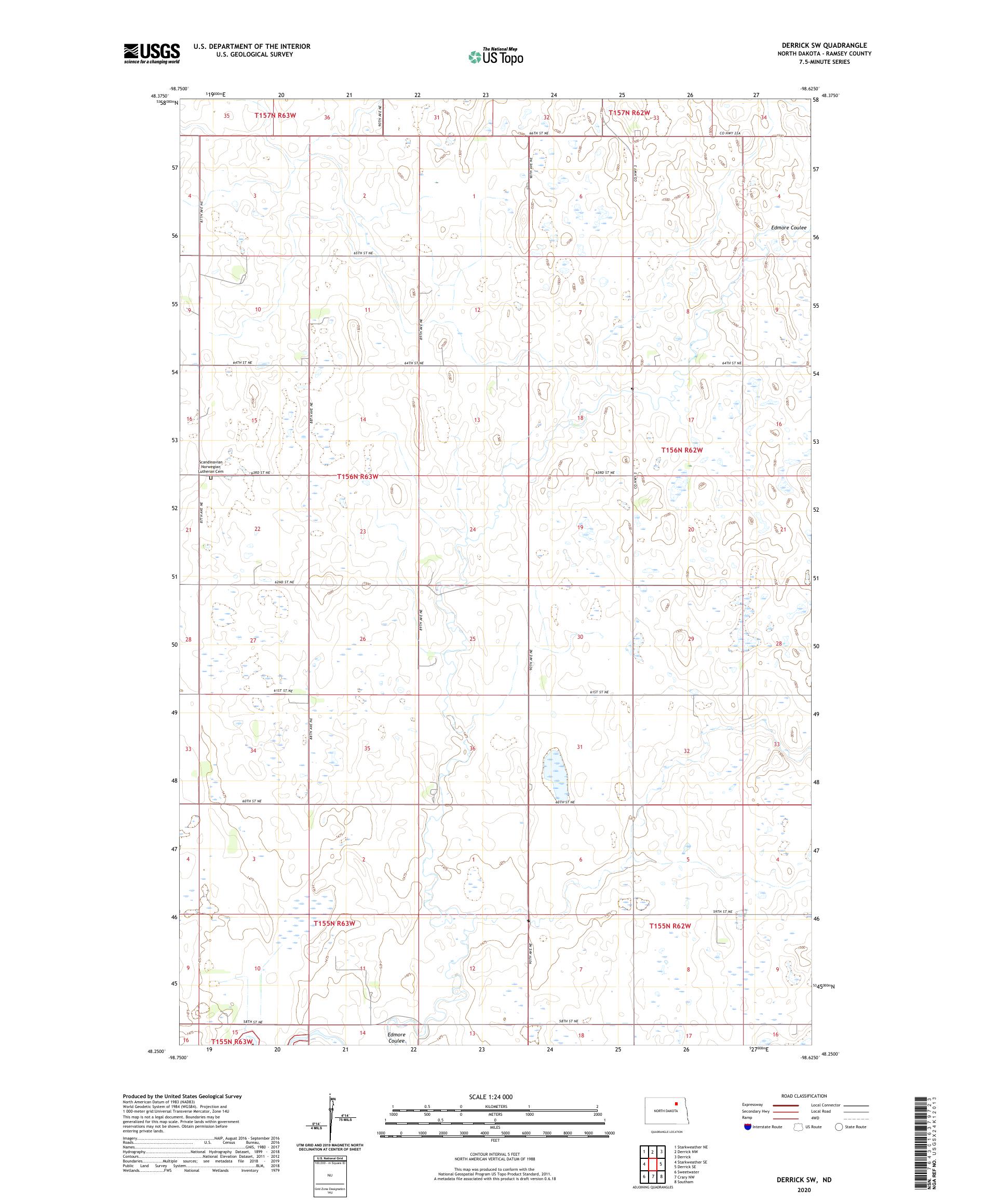 Derrick SW North Dakota US Topo Map – MyTopo Map Store