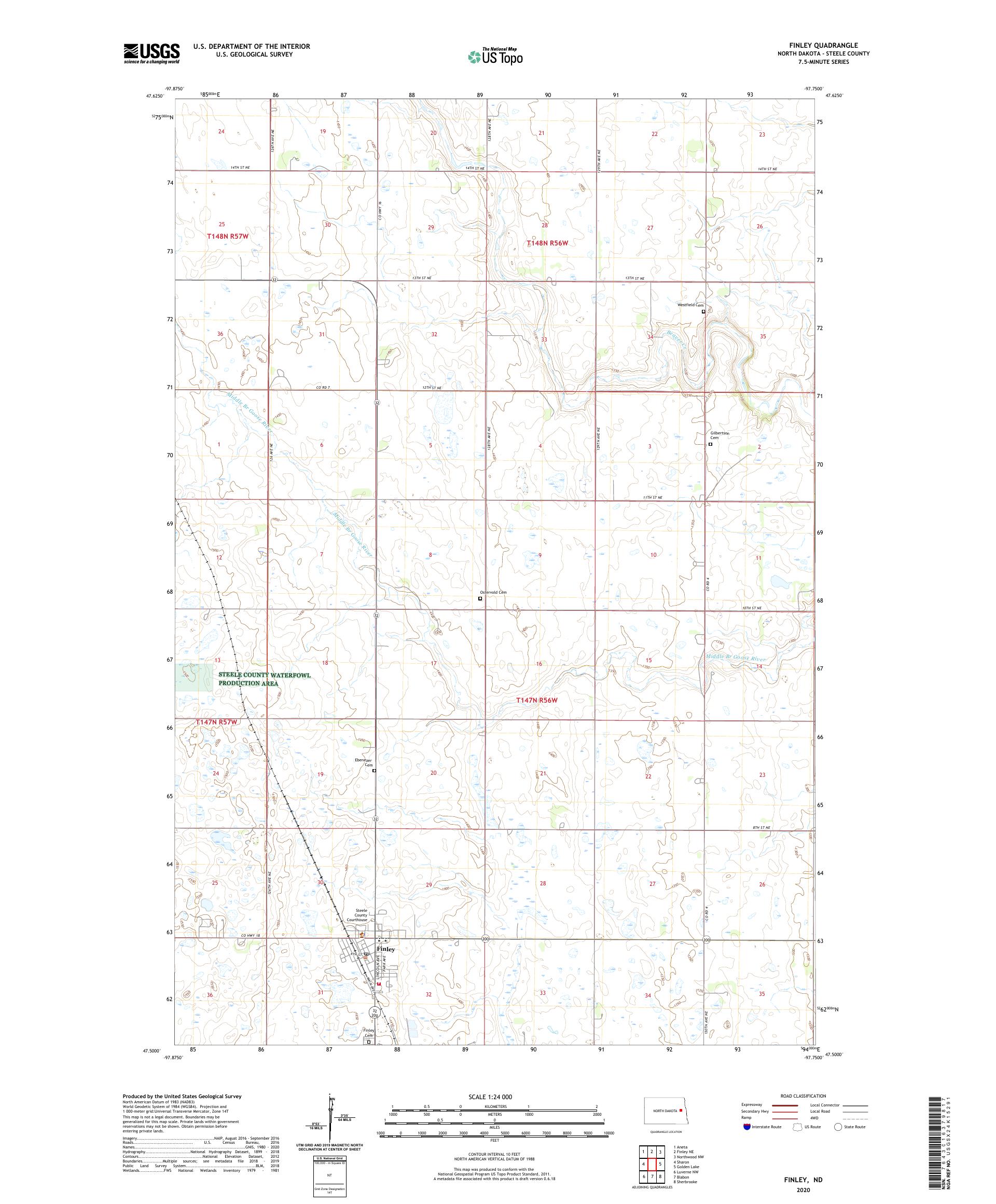 Finley North Dakota US Topo Map – MyTopo Map Store