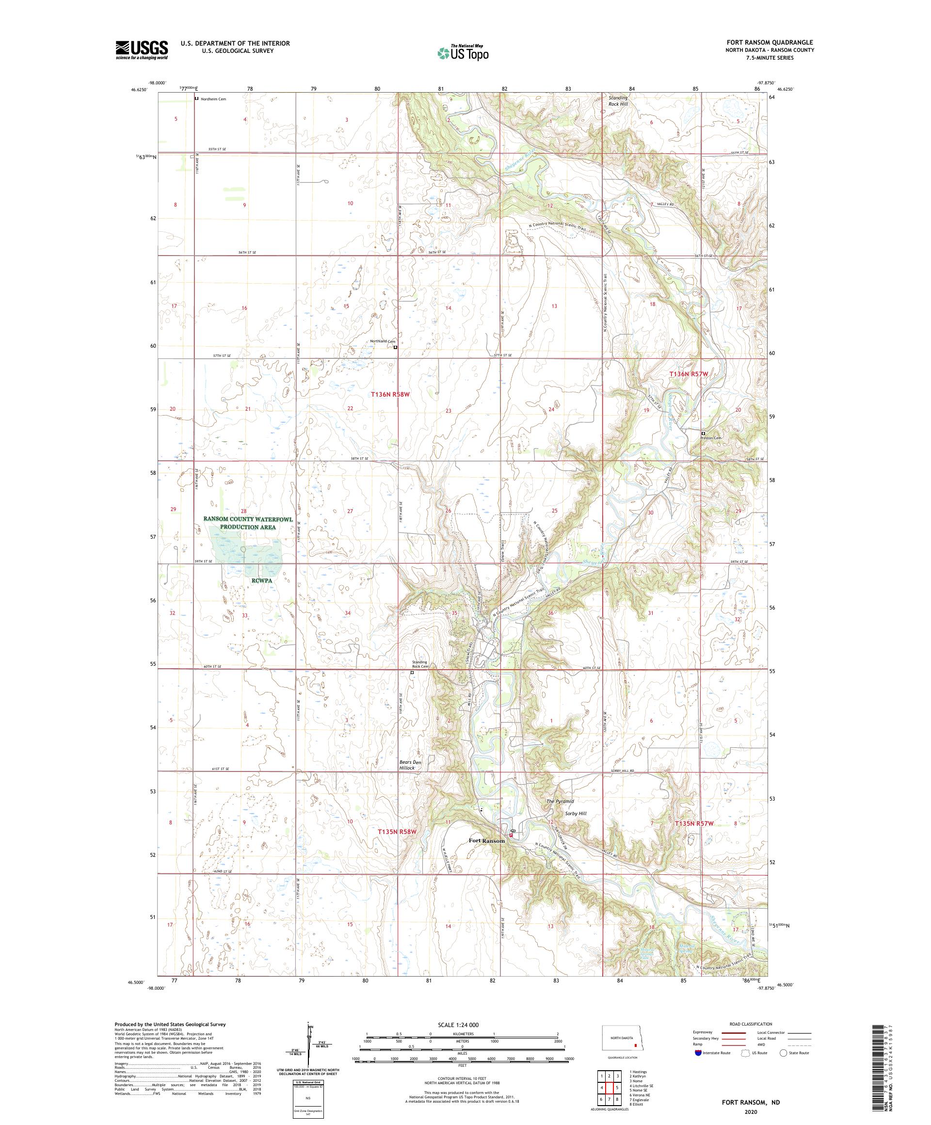 Fort Ransom North Dakota US Topo Map – MyTopo Map Store
