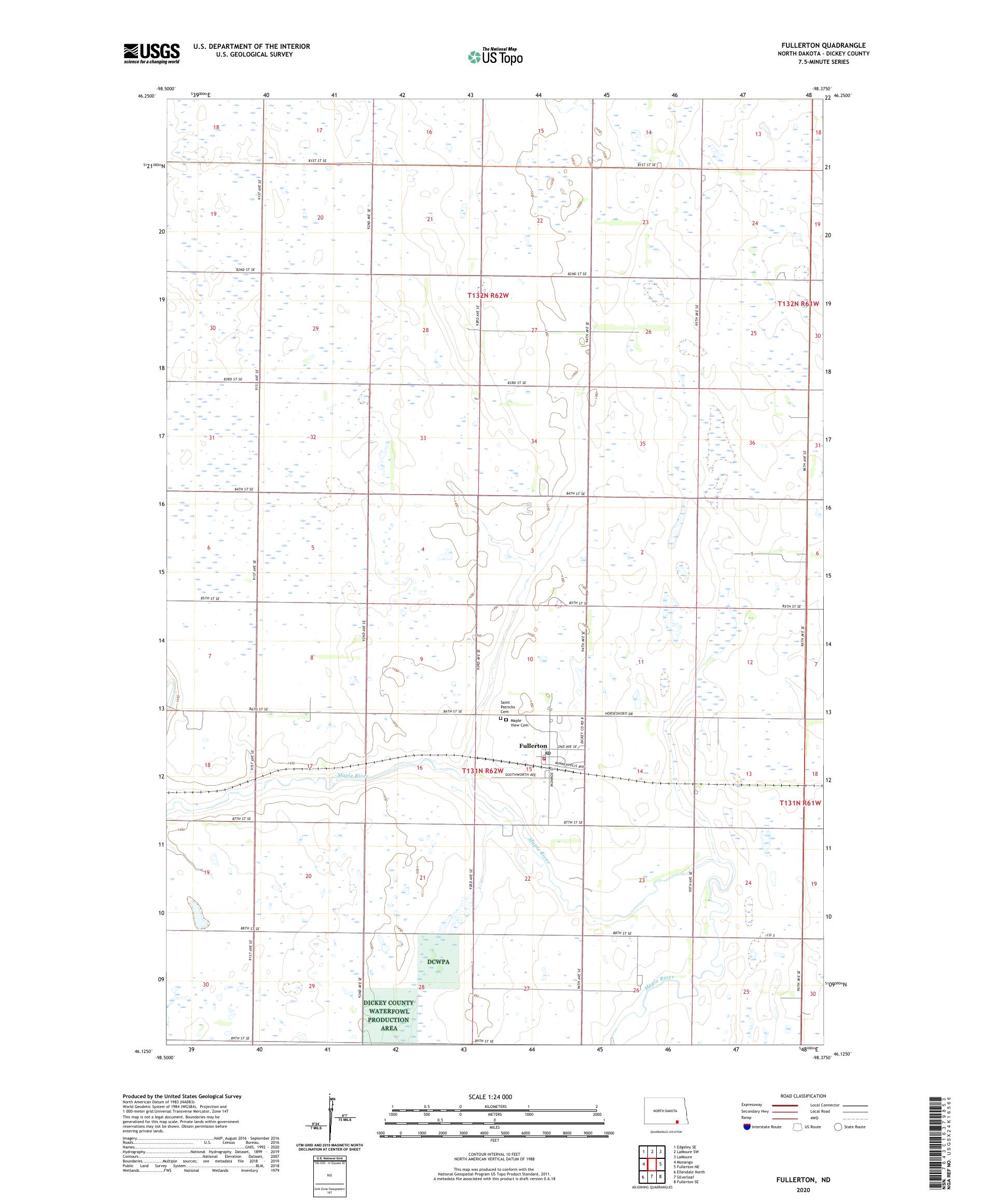 Fullerton North Dakota US Topo Map – MyTopo Map Store