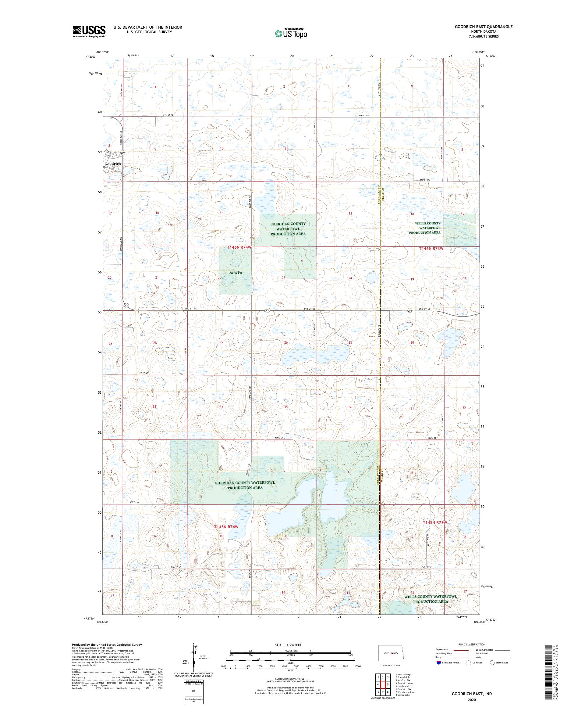 Goodrich East North Dakota US Topo Map – MyTopo Map Store