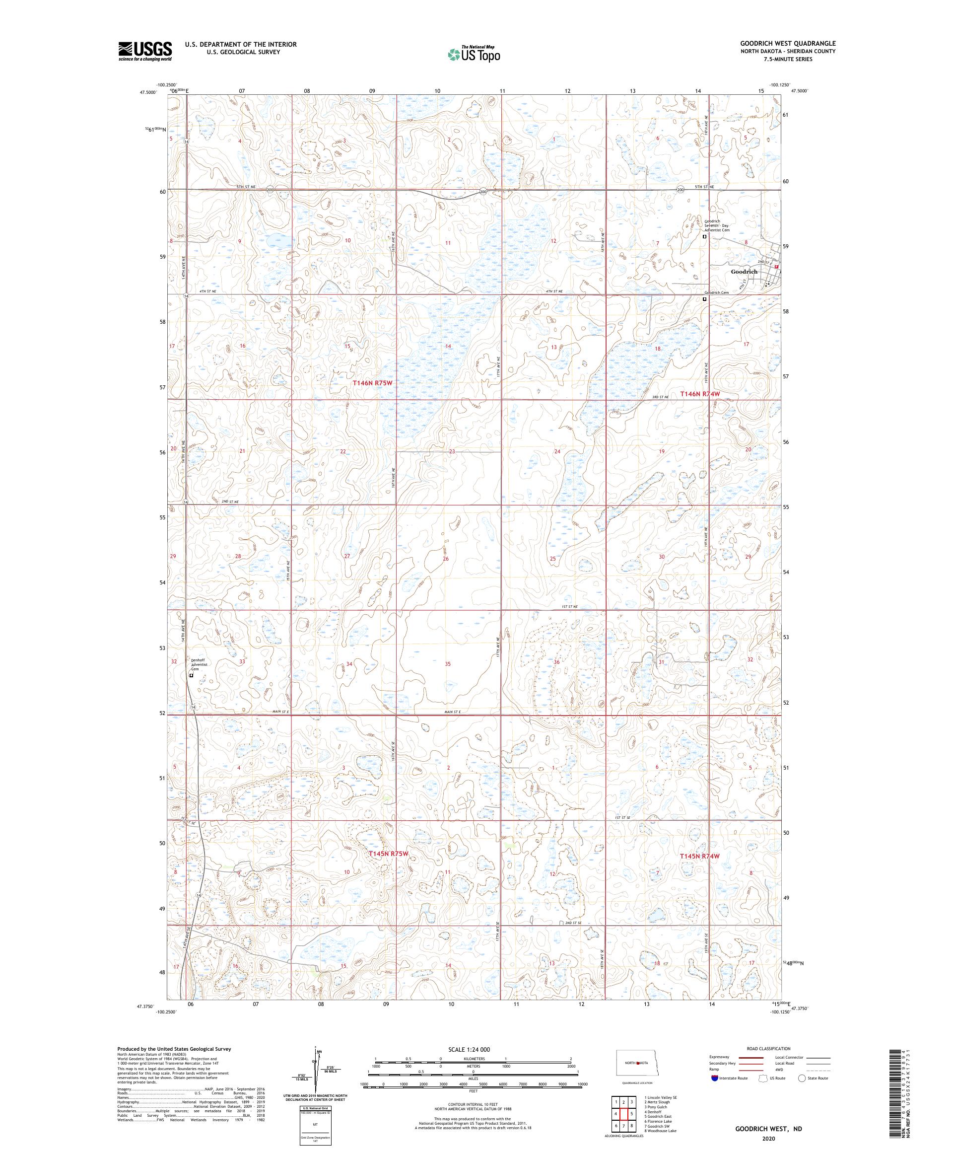 Goodrich West North Dakota US Topo Map – MyTopo Map Store