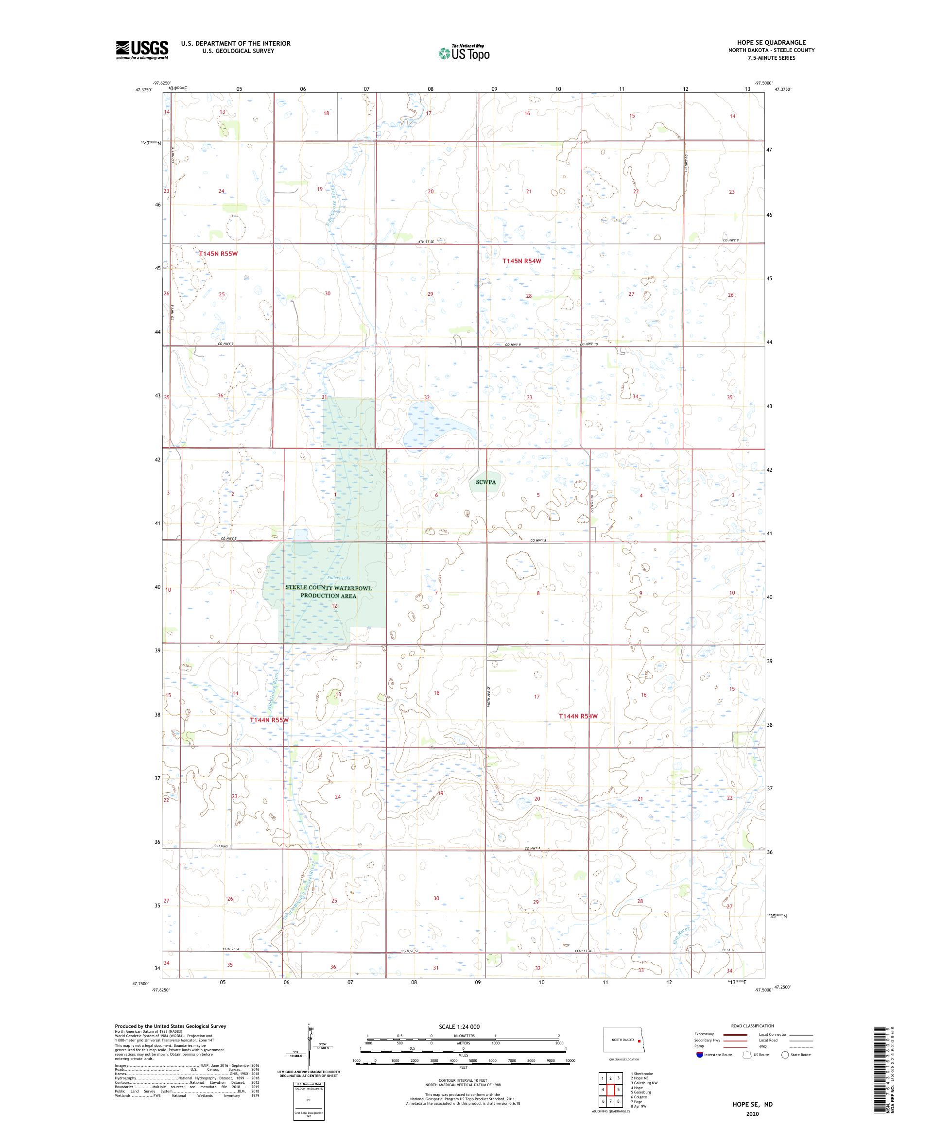 Hope SE North Dakota US Topo Map – MyTopo Map Store