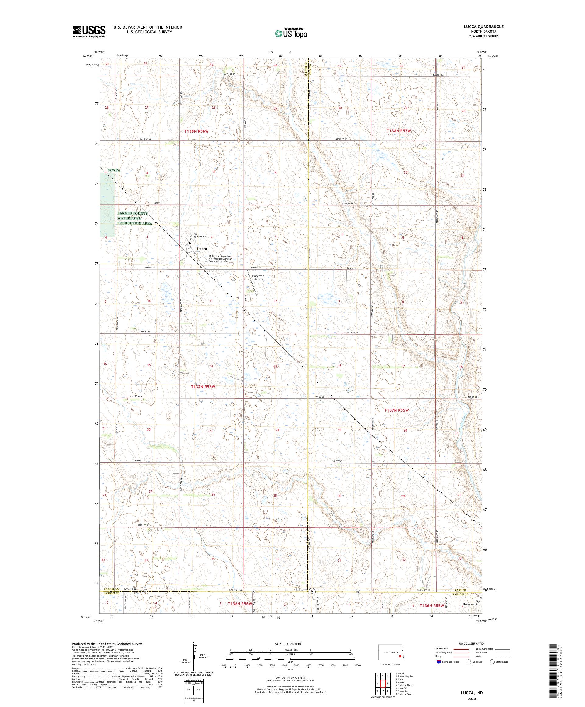 Lucca North Dakota US Topo Map – MyTopo Map Store