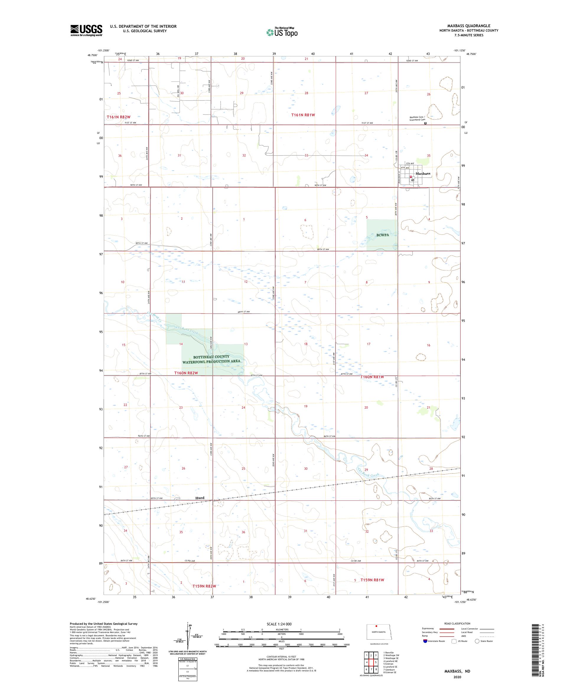 Maxbass North Dakota US Topo Map – MyTopo Map Store