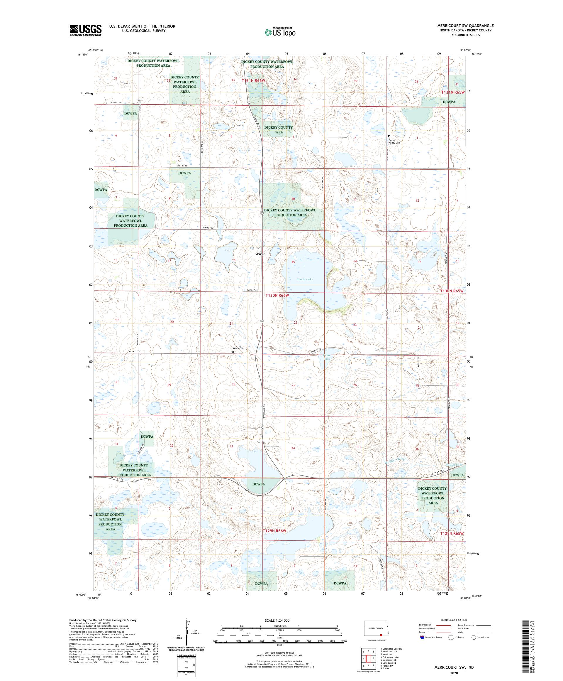 Merricourt SW North Dakota US Topo Map – MyTopo Map Store