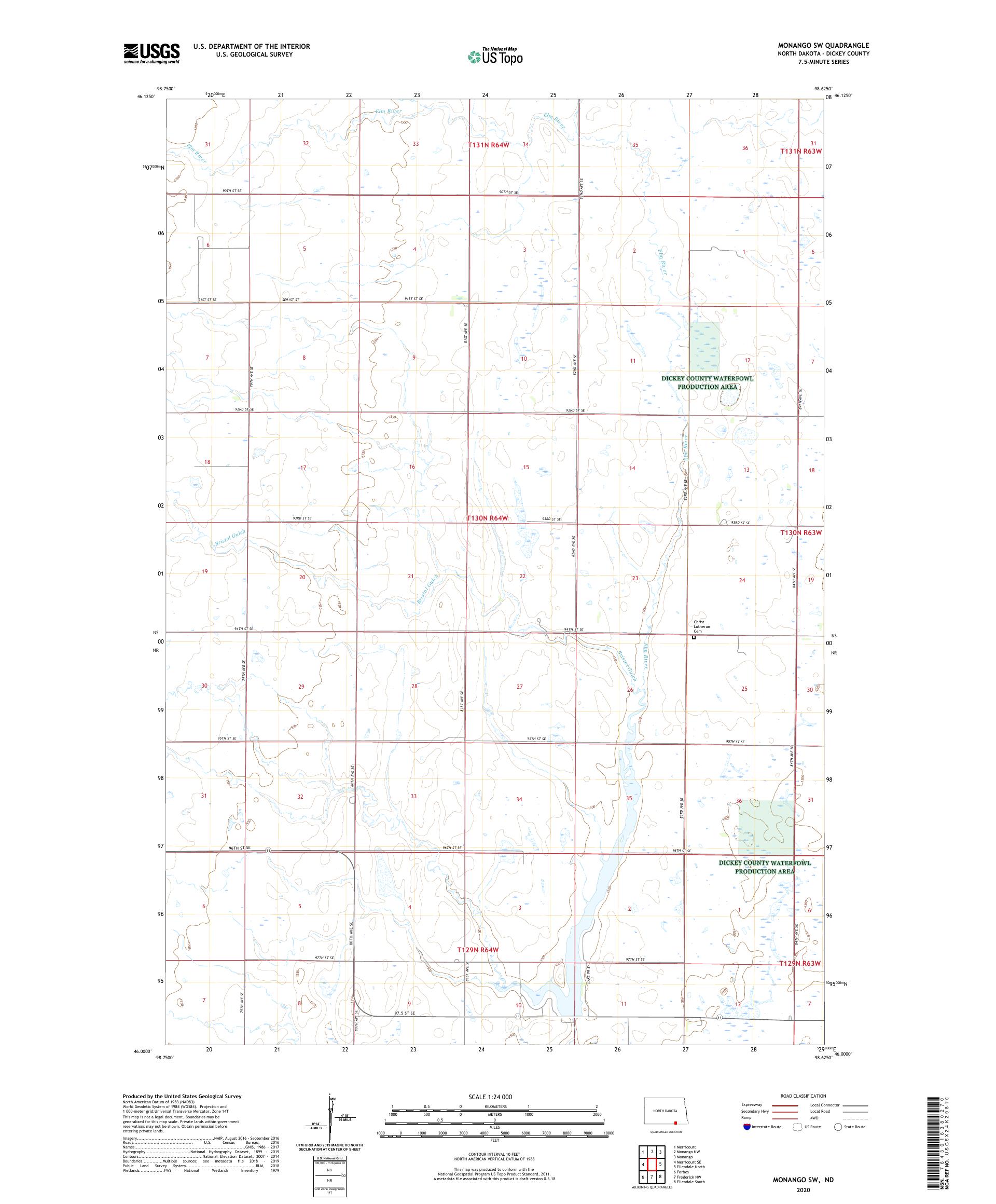 Monango SW North Dakota US Topo Map – MyTopo Map Store