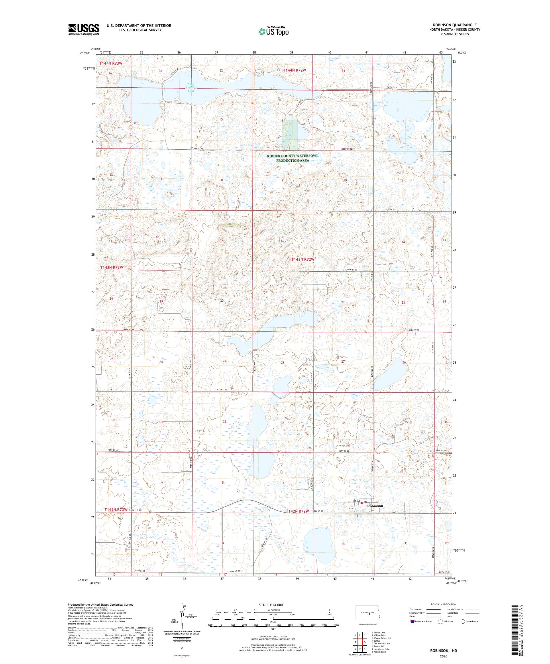 Robinson North Dakota US Topo Map – MyTopo Map Store