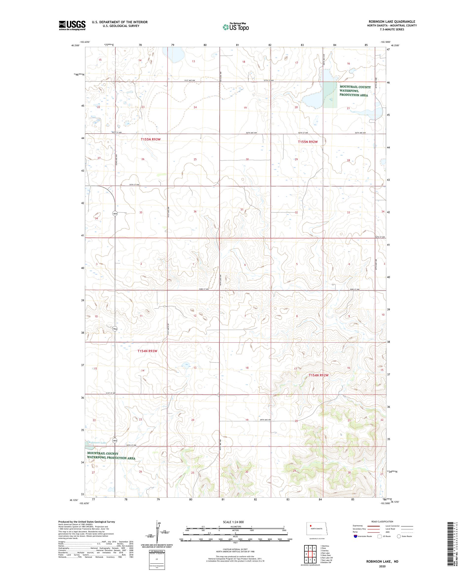 Robinson Lake North Dakota US Topo Map – MyTopo Map Store