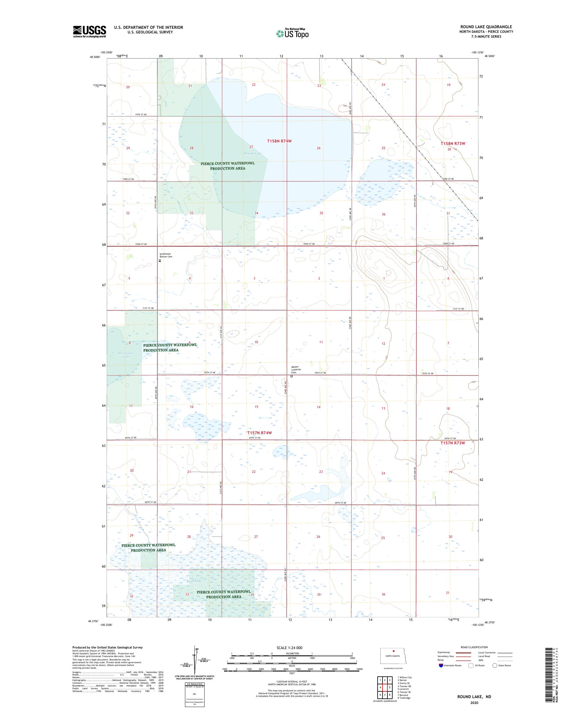 Round Lake North Dakota US Topo Map – MyTopo Map Store