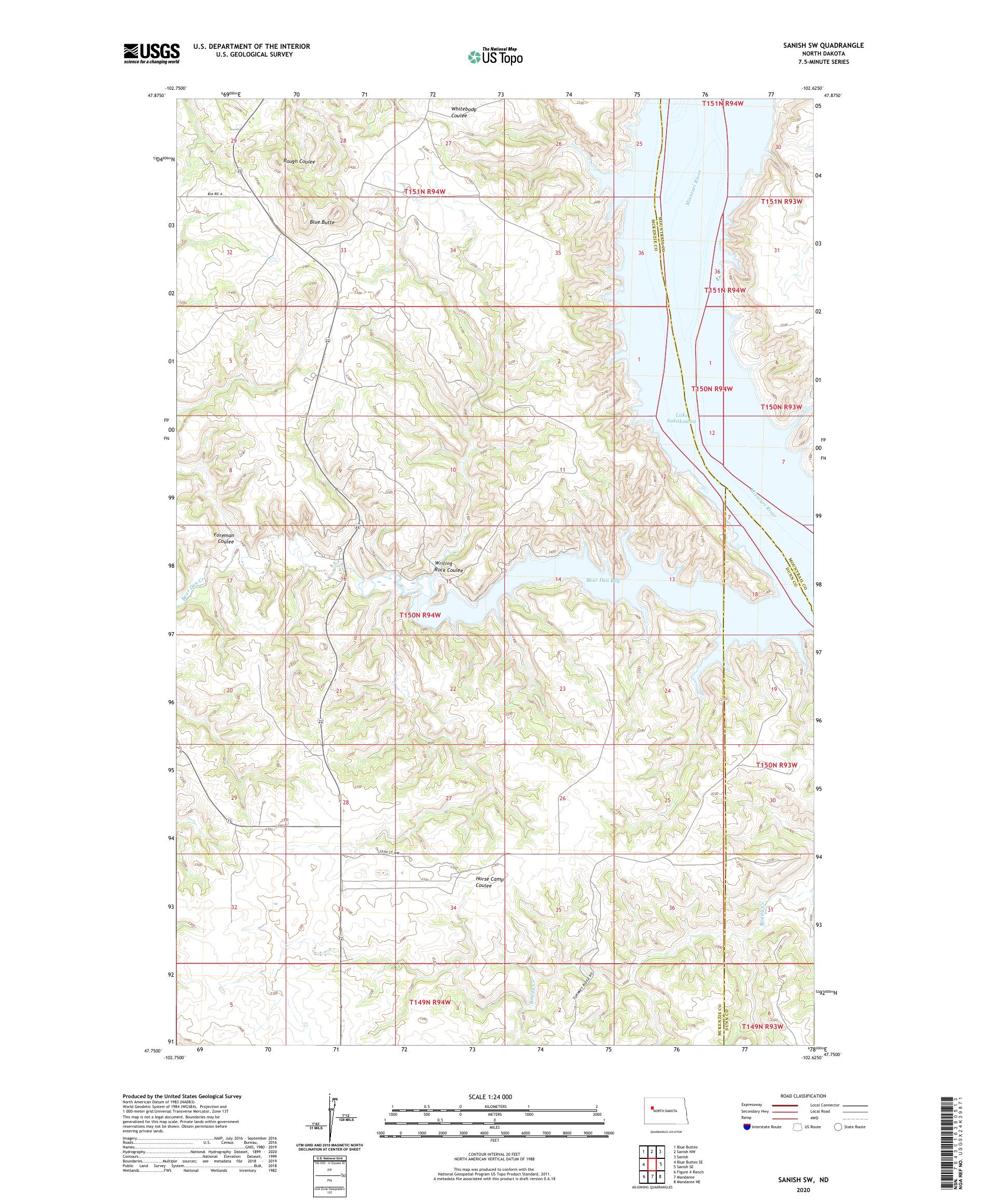 Sanish SW North Dakota US Topo Map – MyTopo Map Store