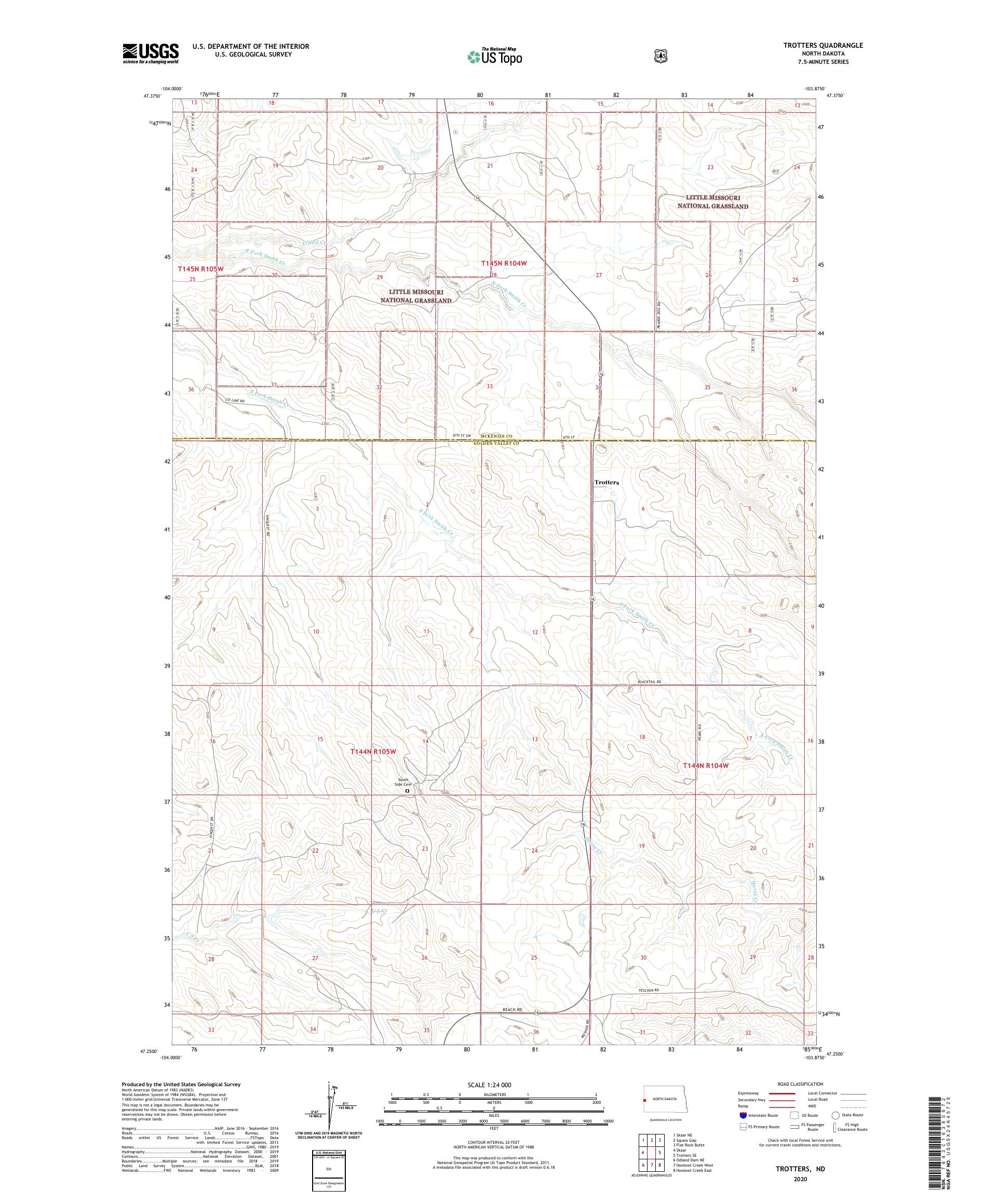 Trotters North Dakota US Topo Map – MyTopo Map Store