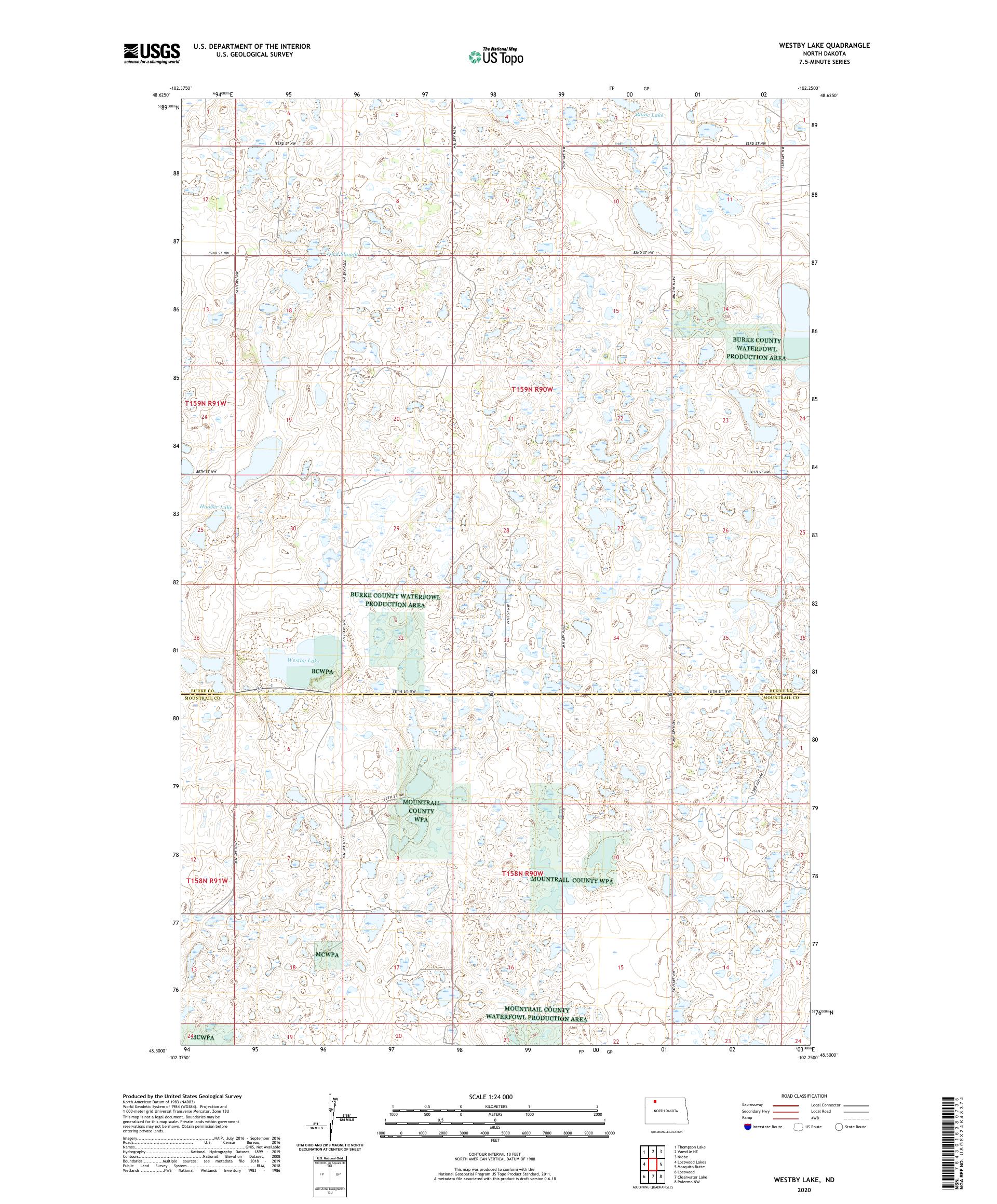 Westby Lake North Dakota US Topo Map – MyTopo Map Store
