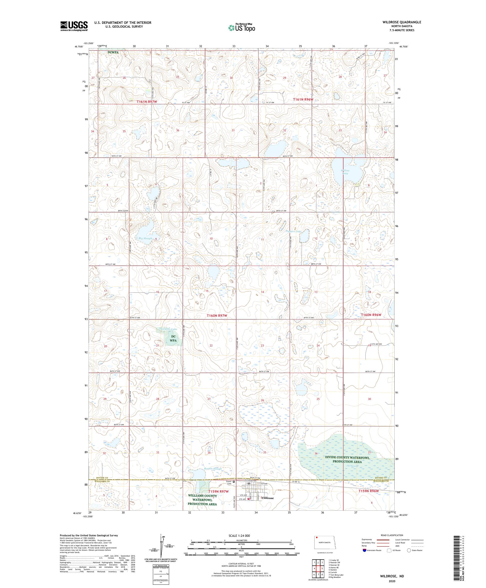 Wildrose North Dakota US Topo Map – MyTopo Map Store
